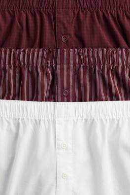 3-pack Woven Cotton Boxer Shorts - Red/striped - Men | H&M US