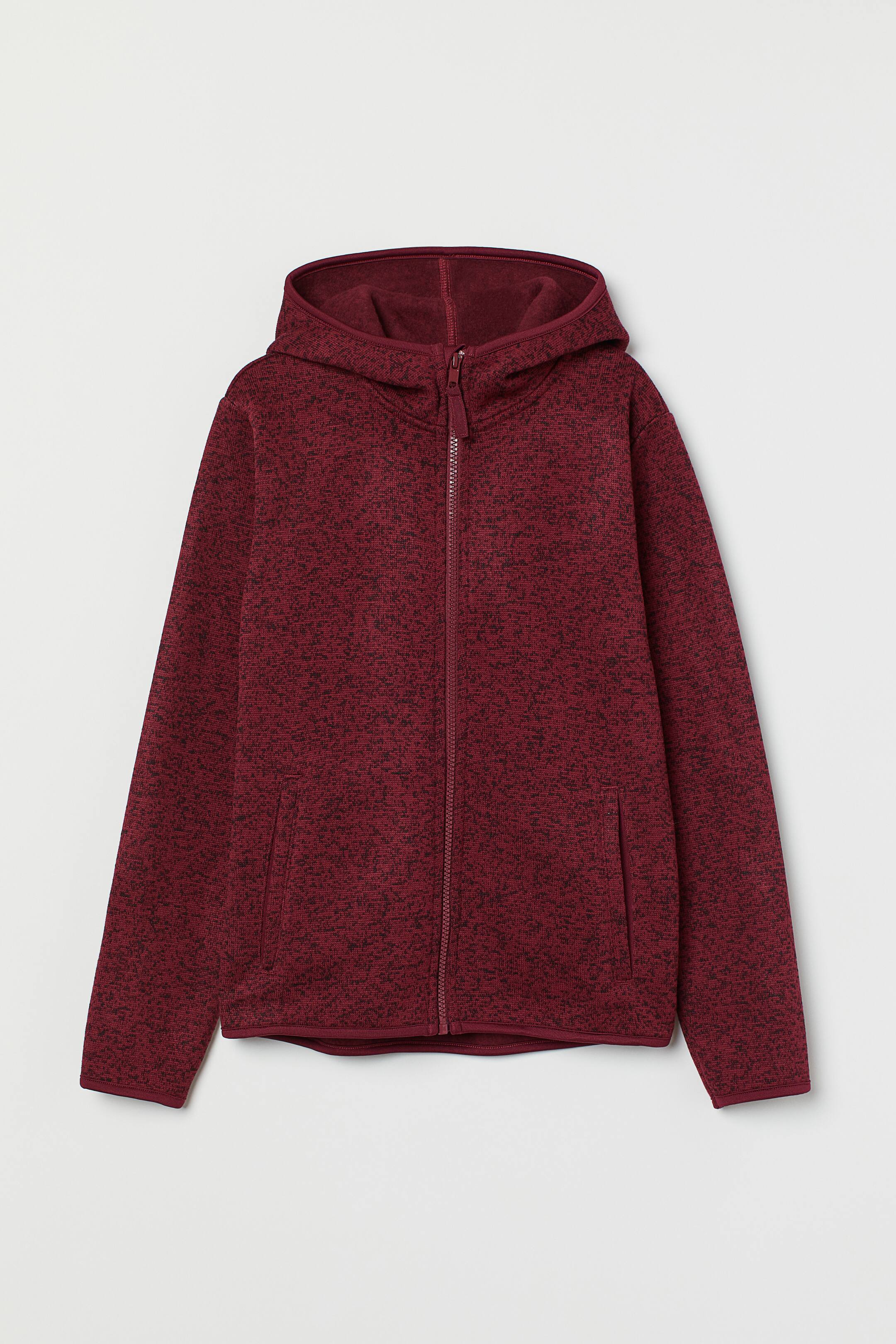 Hooded Fleece Jacket - Dark red melange - Kids | H&M CA