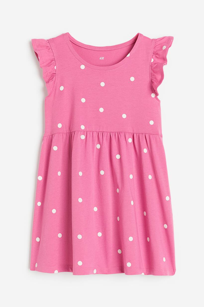 Pink/dotted Cotton Jersey Dress for kids | H&M US