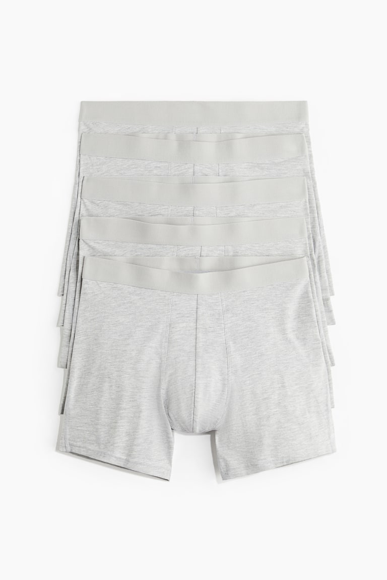 5-pack Mid-Length Boxer Briefs with Lycra® - Gray melange - Men | H&M US