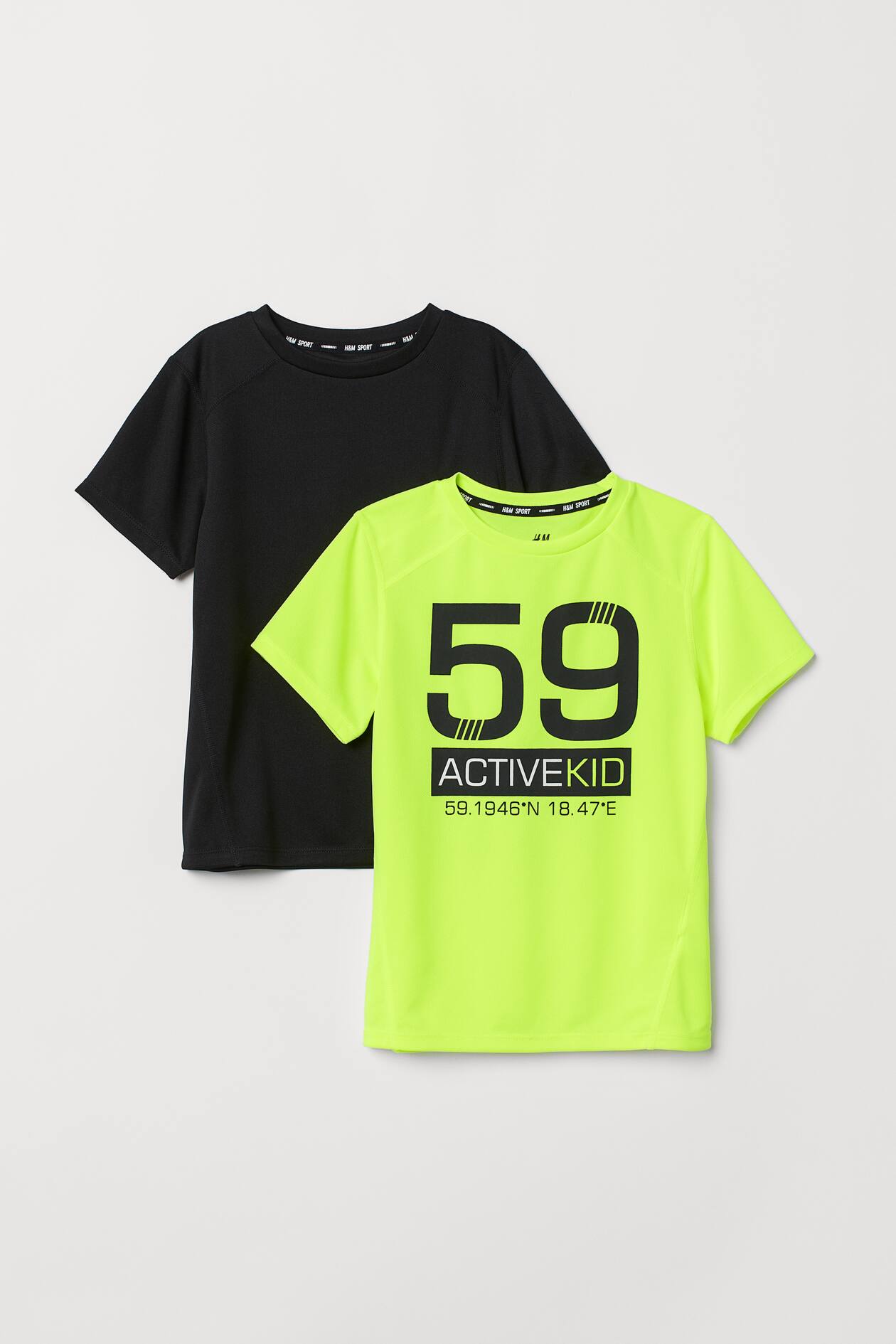 2er-Pack Sportshirts - Schwarz/Neongelb - Kids | H&M DE
