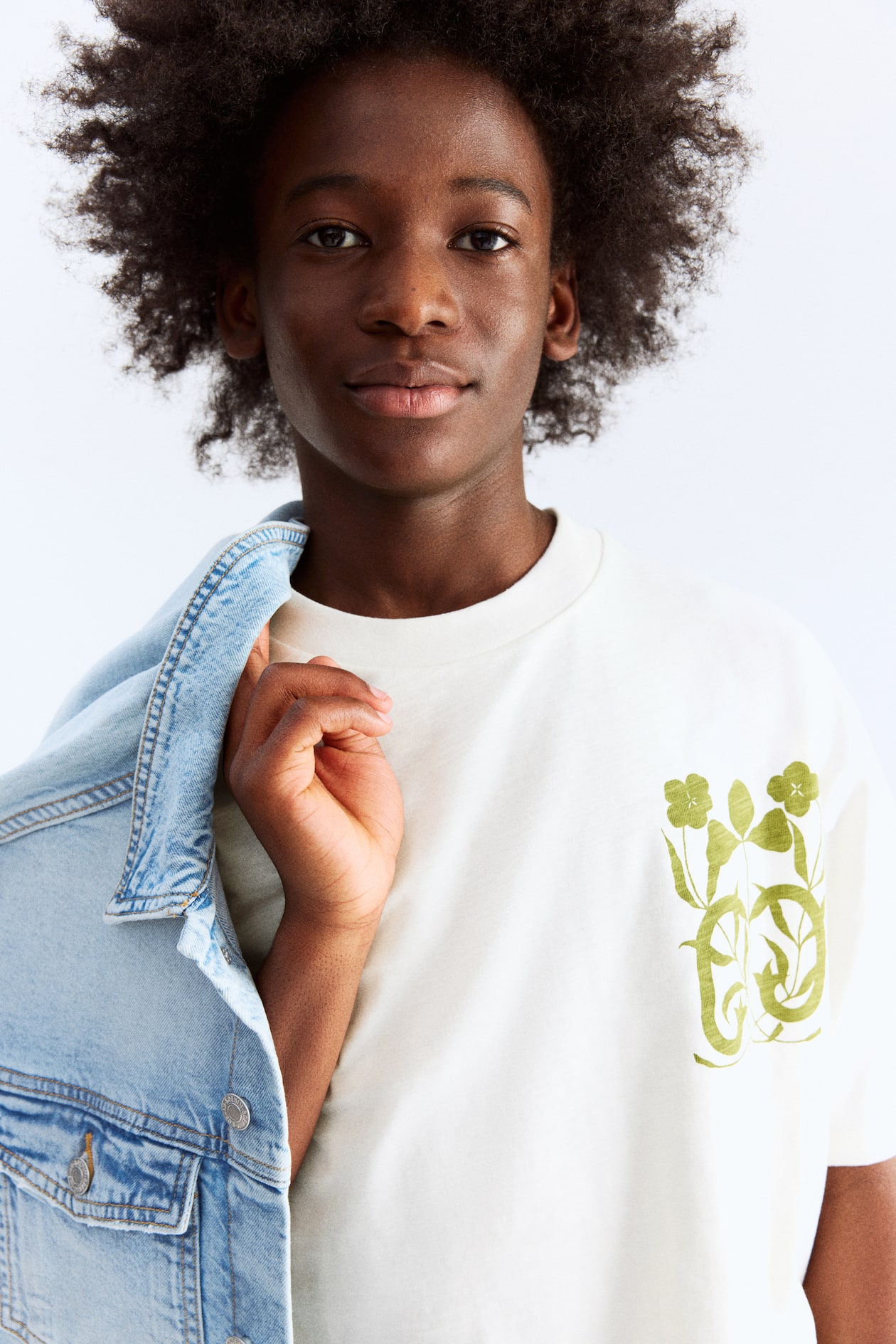 プリント コットンTシャツ - ホワイト／リーフ - Kids | H&M JP