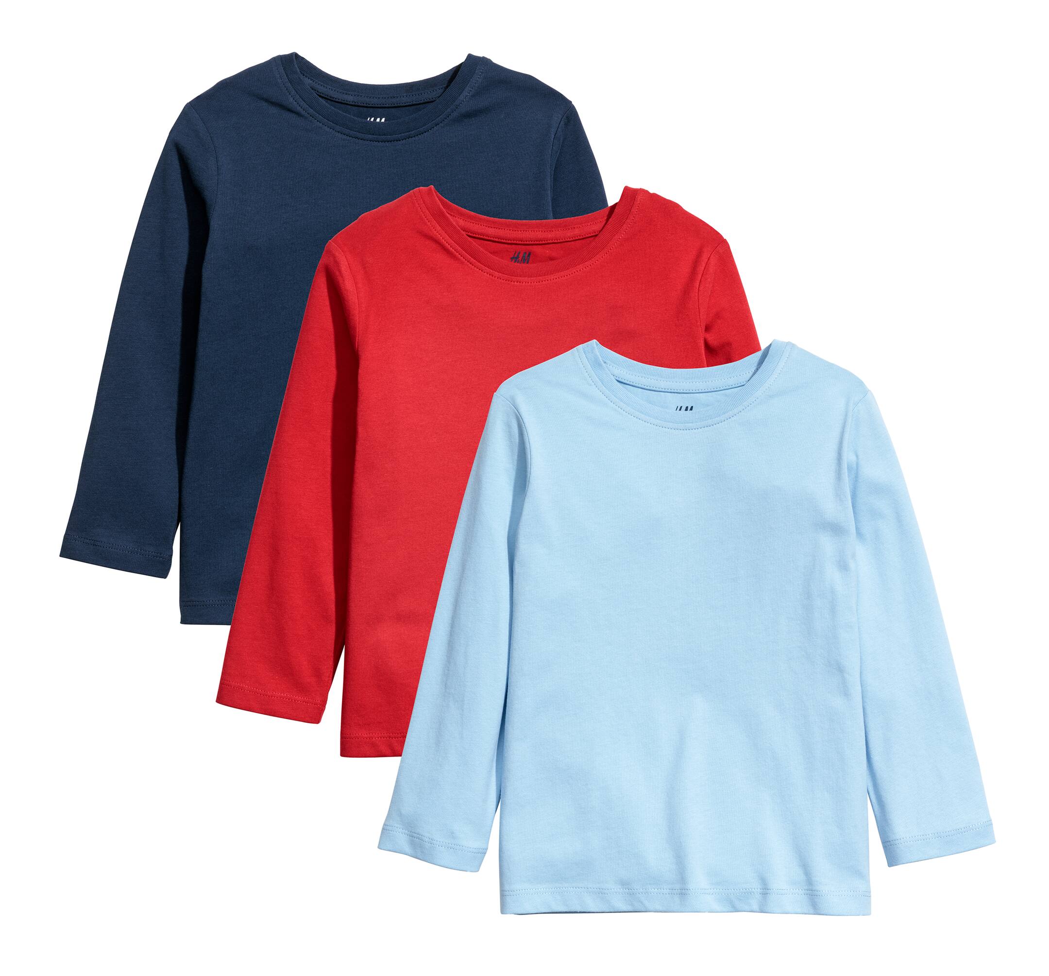 3-pack long-sleeved T-shirts - Light blue - Kids | H&M GB