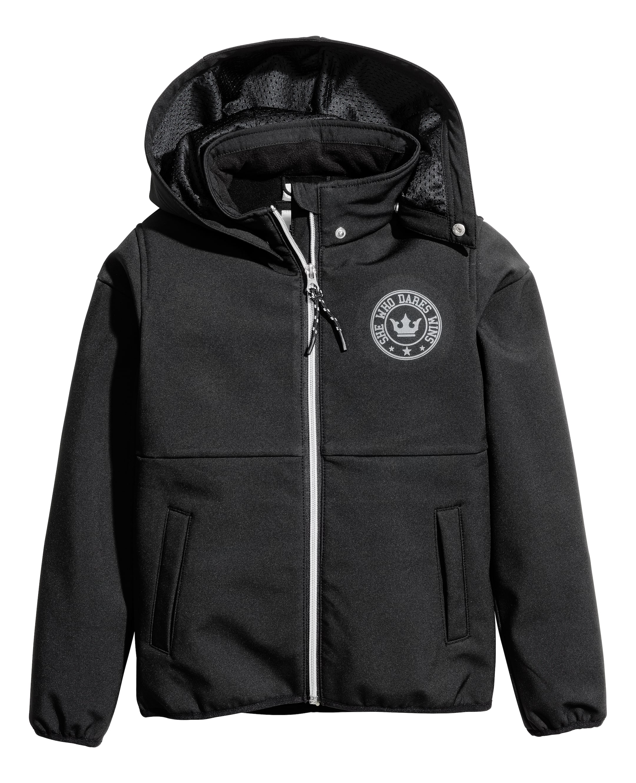 Hooded softshell jacket - Black - Kids | H&M GB