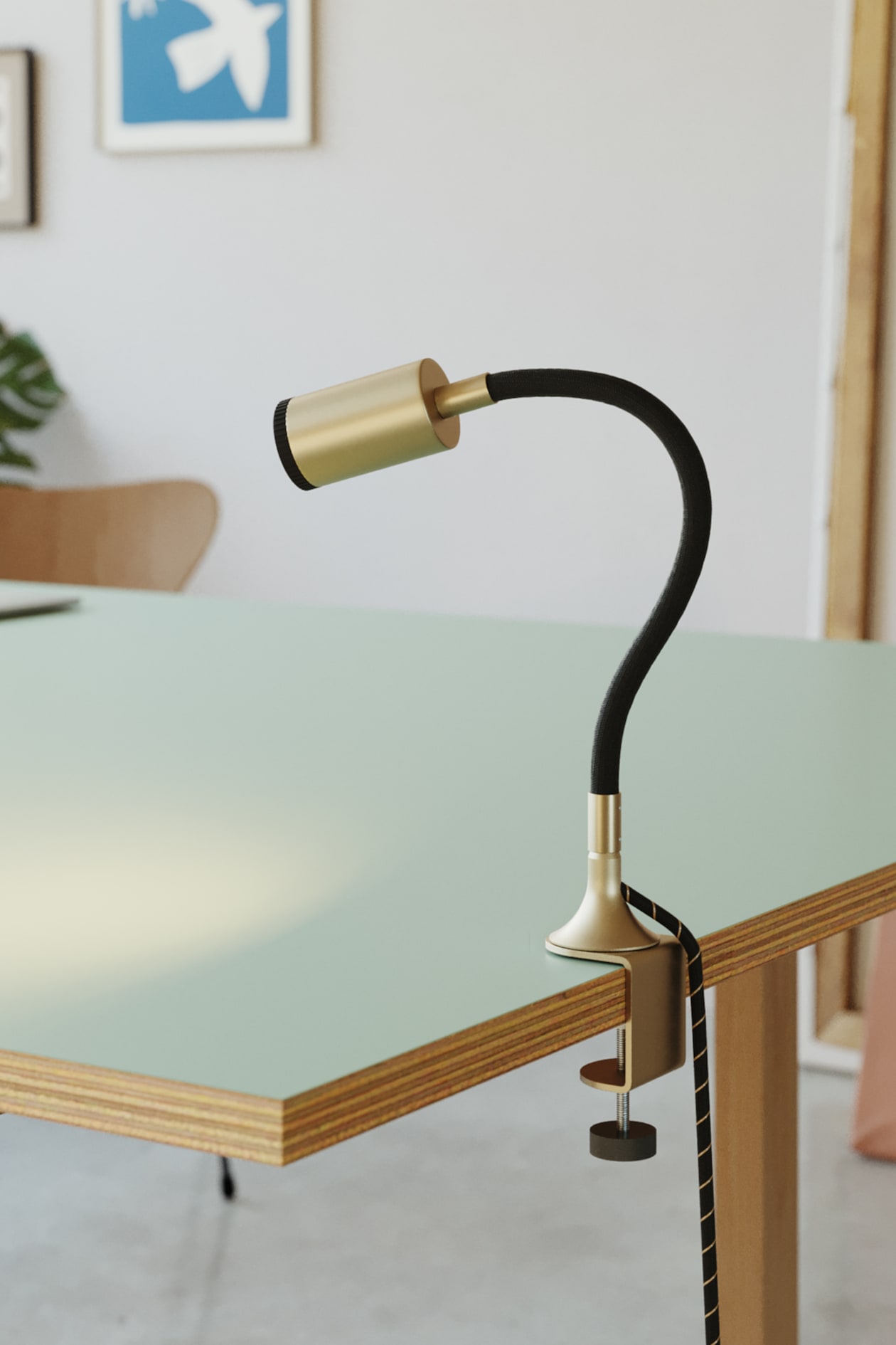 Foco Led Orientable Con Abrazadera Y Enchufe - Bronce Cepillado ...