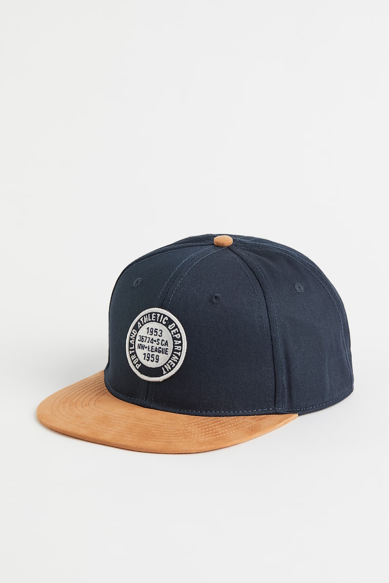 Cap with Appliqué - Navy blue - Men | H&M US