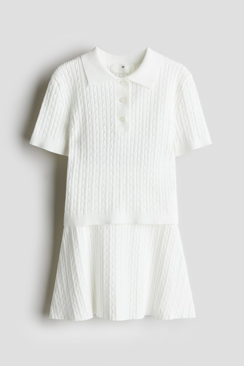 2-Piece Cable-Knit Set - White - Kids | H&M US
