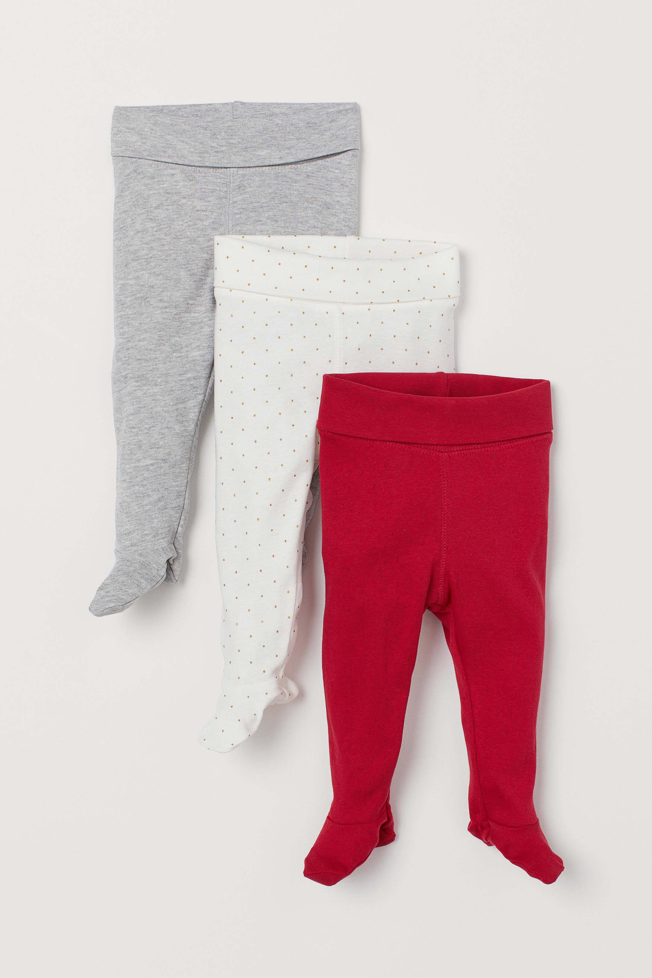 Tri para helanki sa podvrnutim pojasom - Red/Glittery - Kids | H&M RS