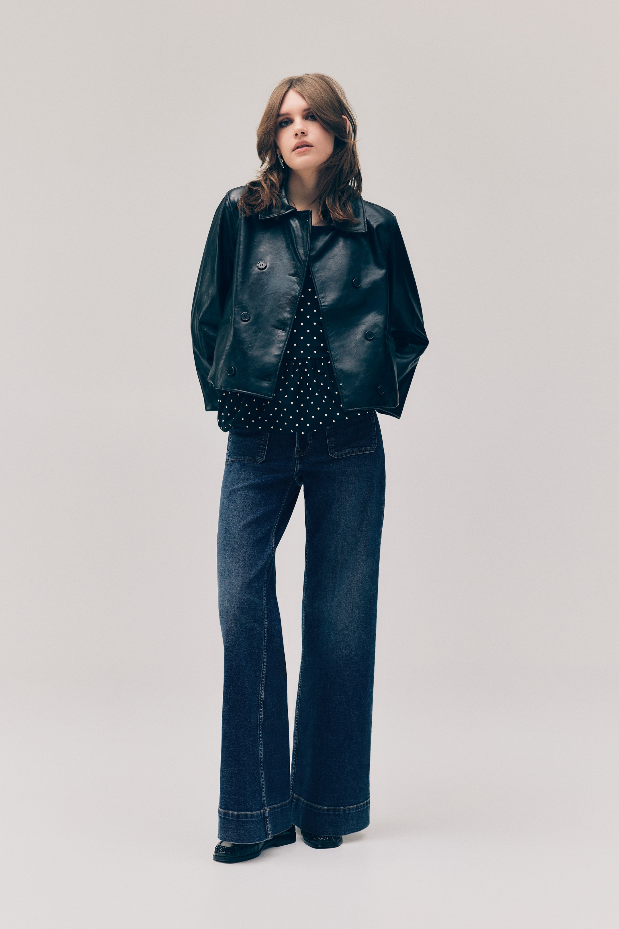 Women's Navy denim blue Wide High Jeans | H&M CA