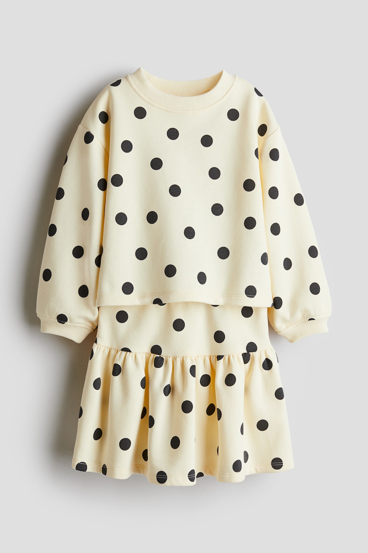 Light yellow/dotted 2-piece Sweatshirt and Skirt Set for kids | H&M US