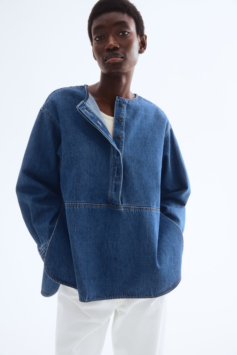 Women's Denim blue Pullover Twill Blouse | H&M US