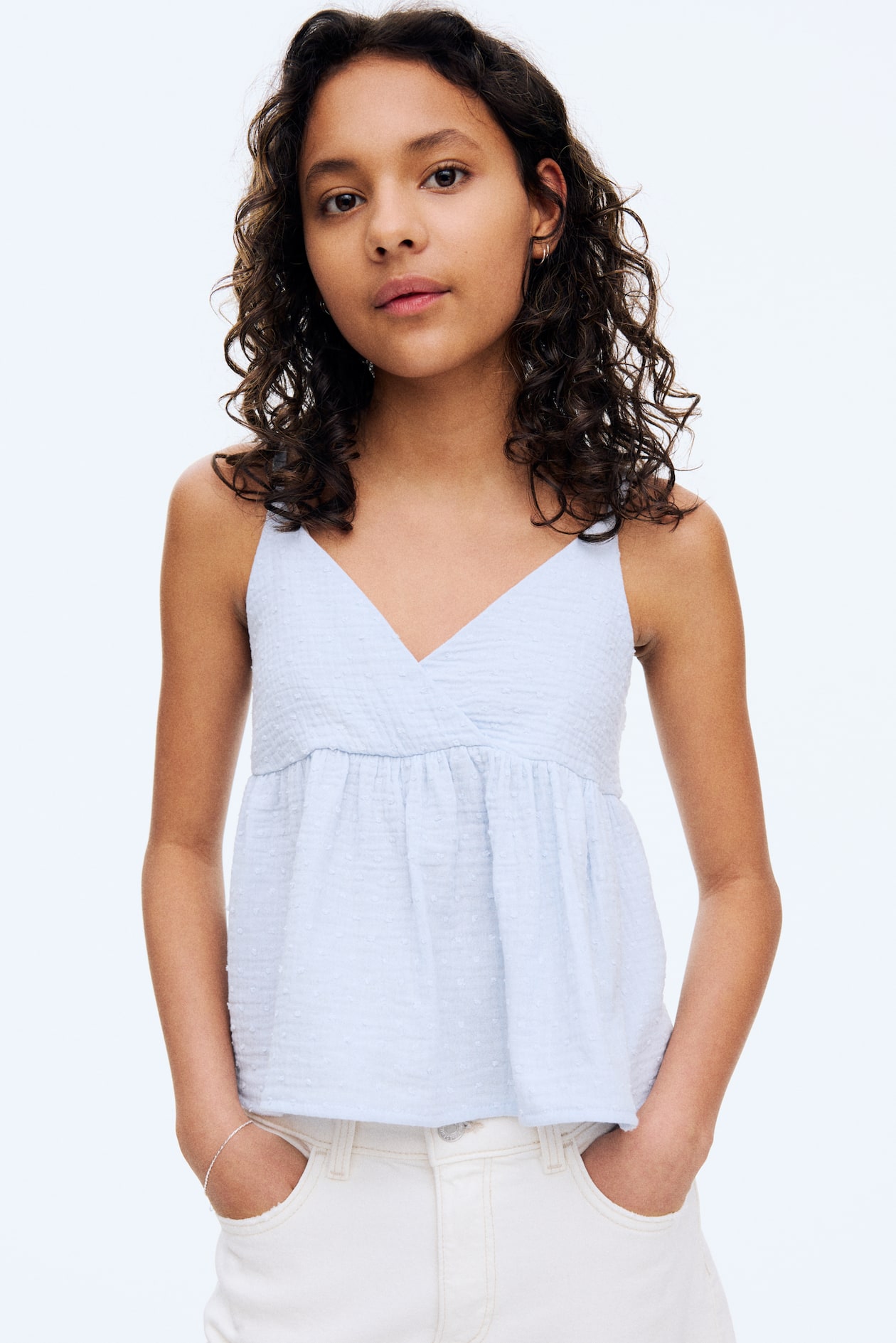 Light blue V-neck strappy top for kids | H&M GB