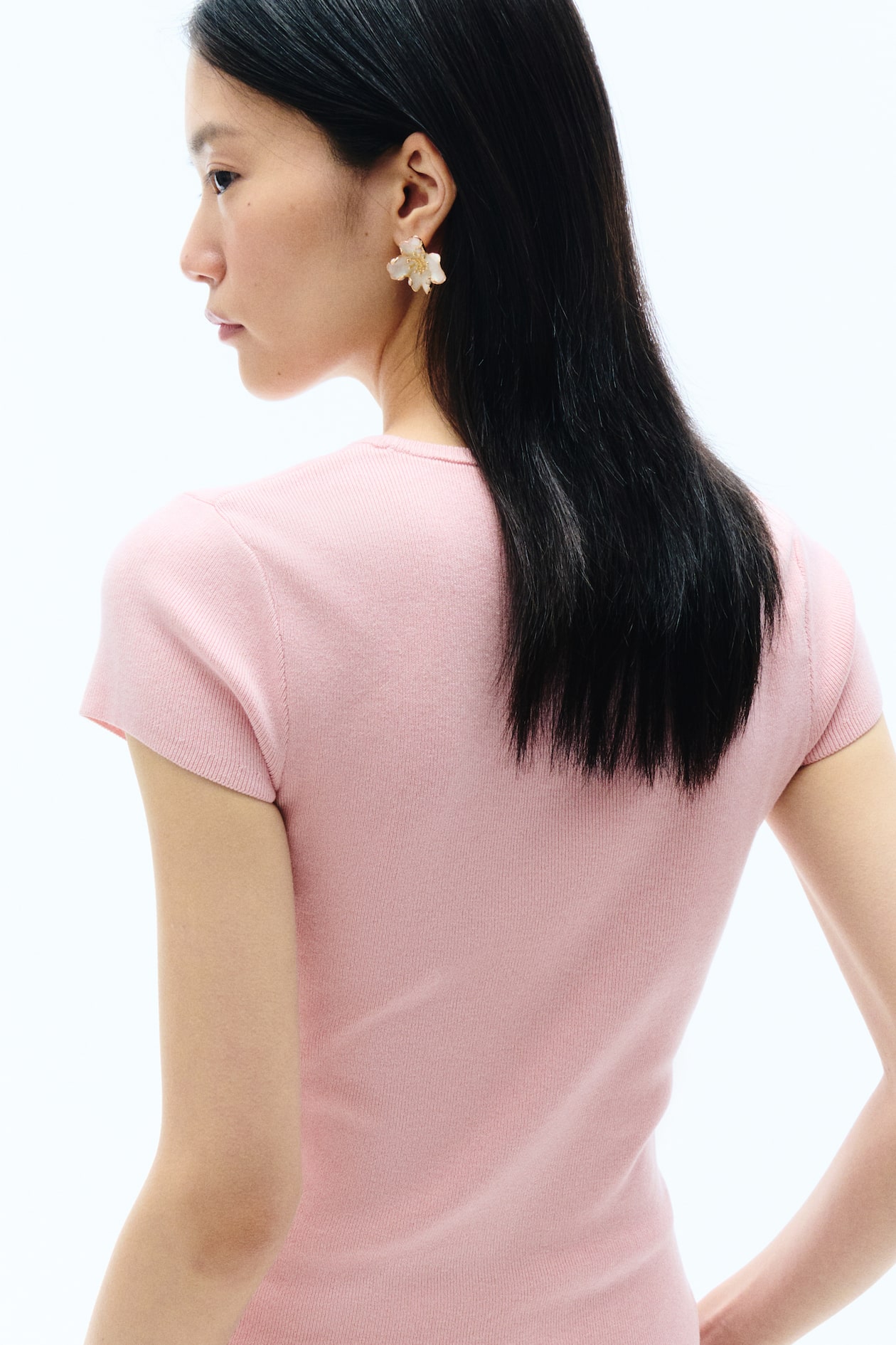 Áo thun dệt kim mịn - Light pink - Ladies | H&M VN