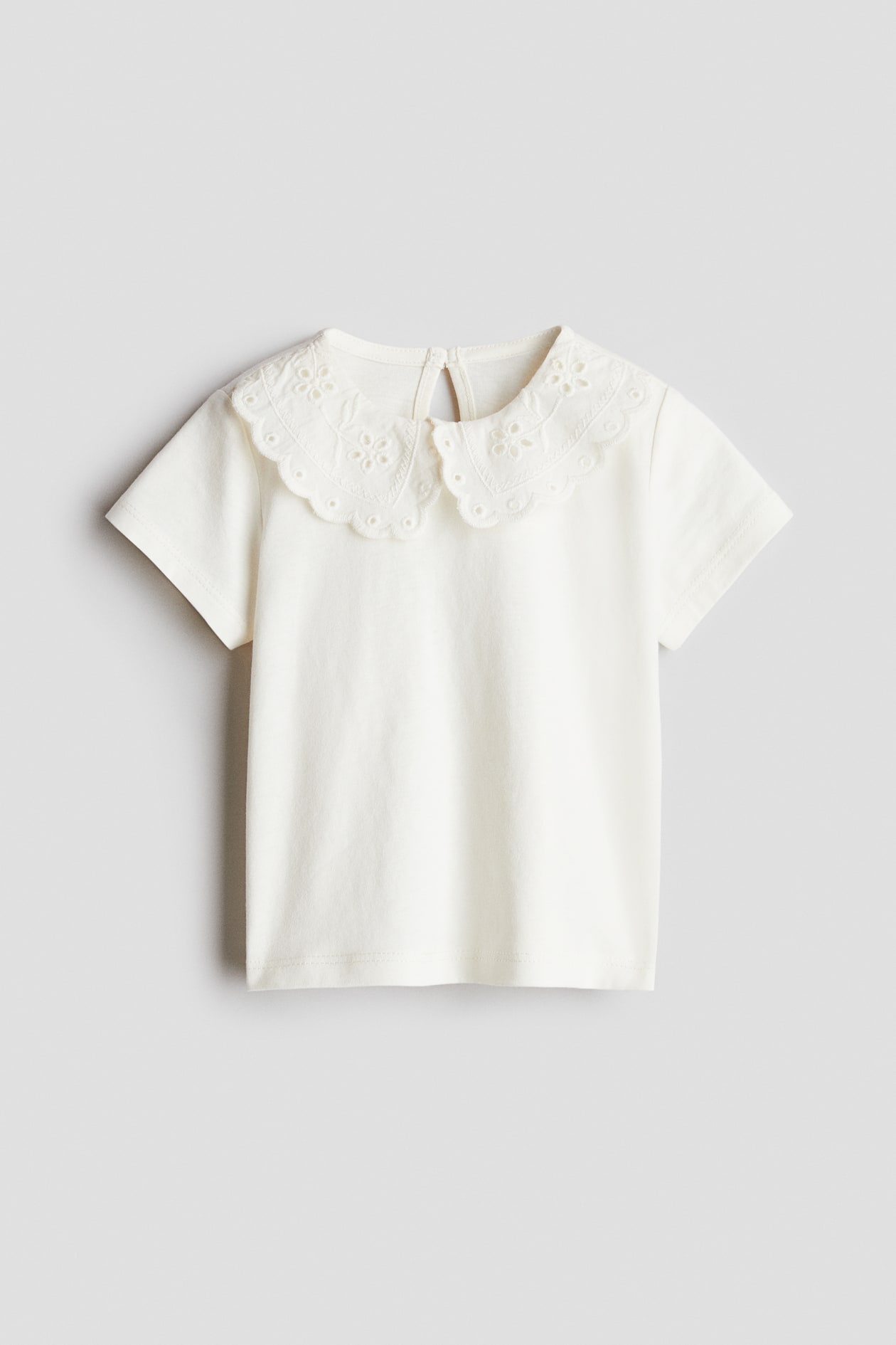 Broderie Anglaise Collar Top - Cream - Kids | H&M AU