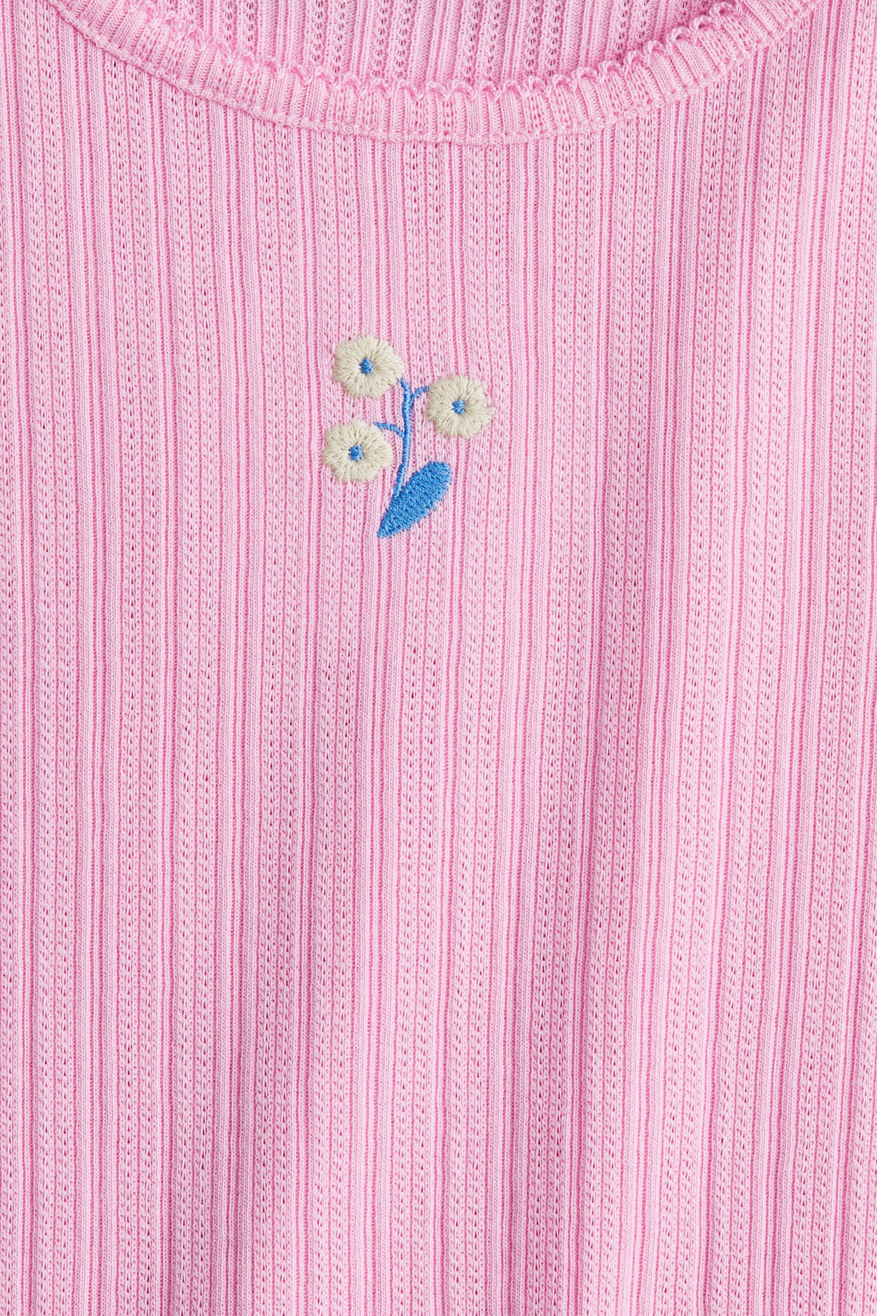 Light beige/flowers Pointelle Top for kids | H&M US