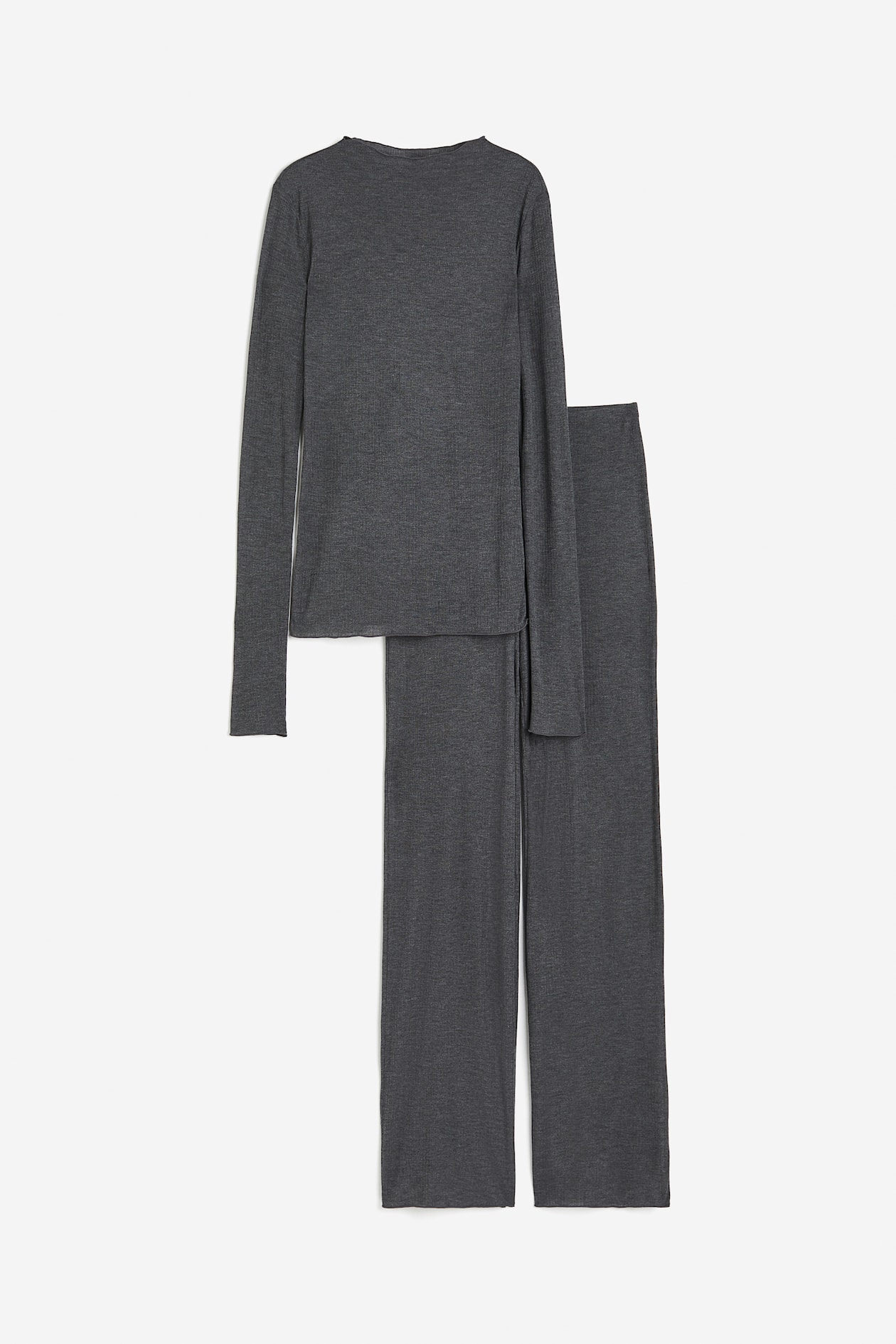 Ribbed pyjamas - Dark grey marl - Ladies | H&M MY