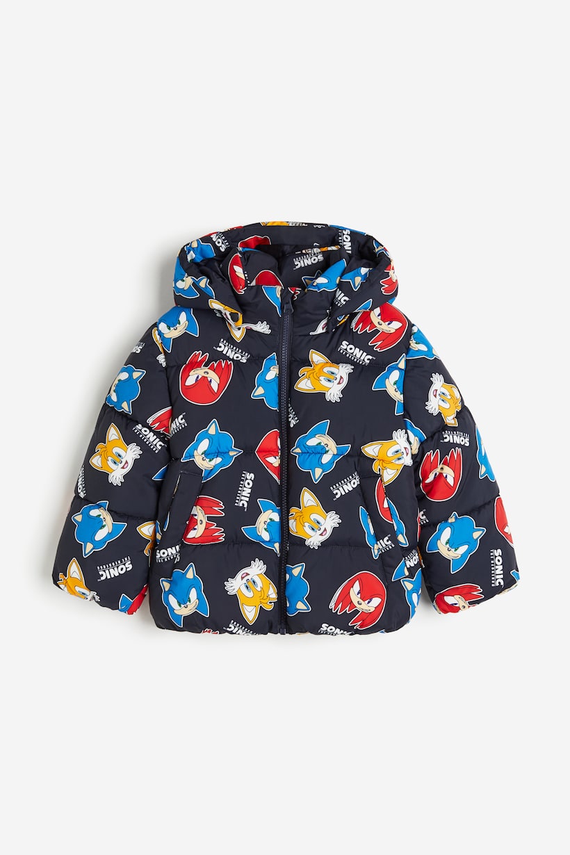 Water-repellent Puffer Jacket - Dark blue/Sonic the Hedgehog - Kids | H ...