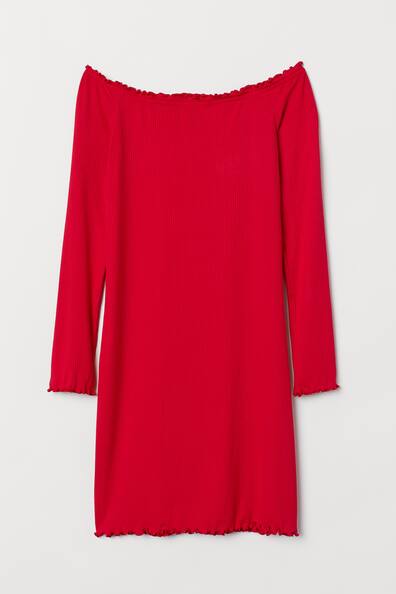 Off-Shoulder-Kleid - Rot - Ladies | H&M DE