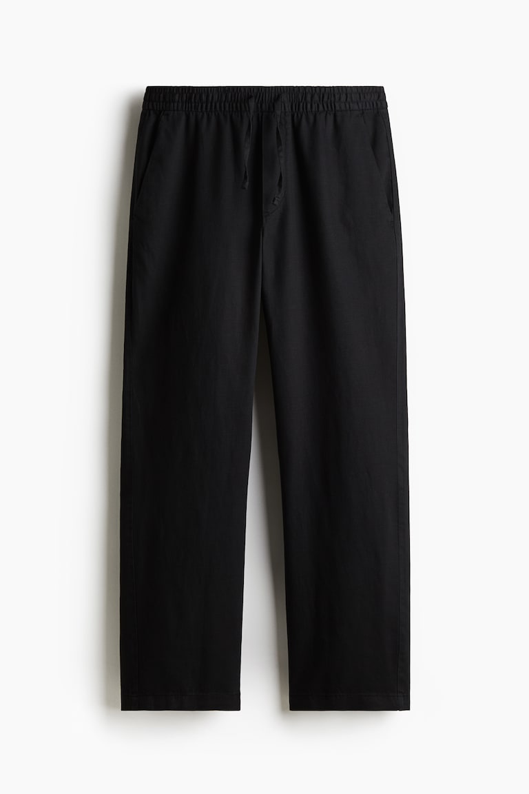 Men’s Black Relaxed-Fit Linen Pants | H&M US