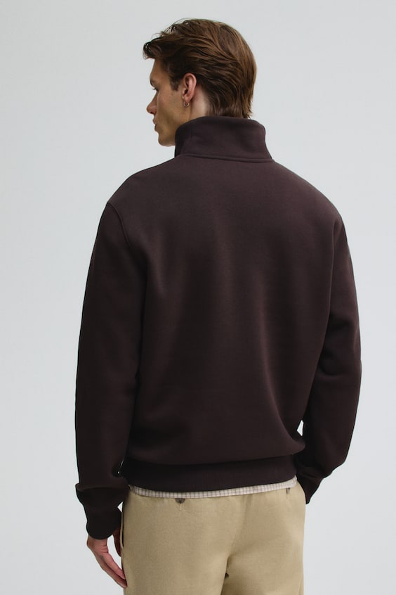 Men’s Dark brown Regular Fit Zip-top sweatshirt | H&M IN