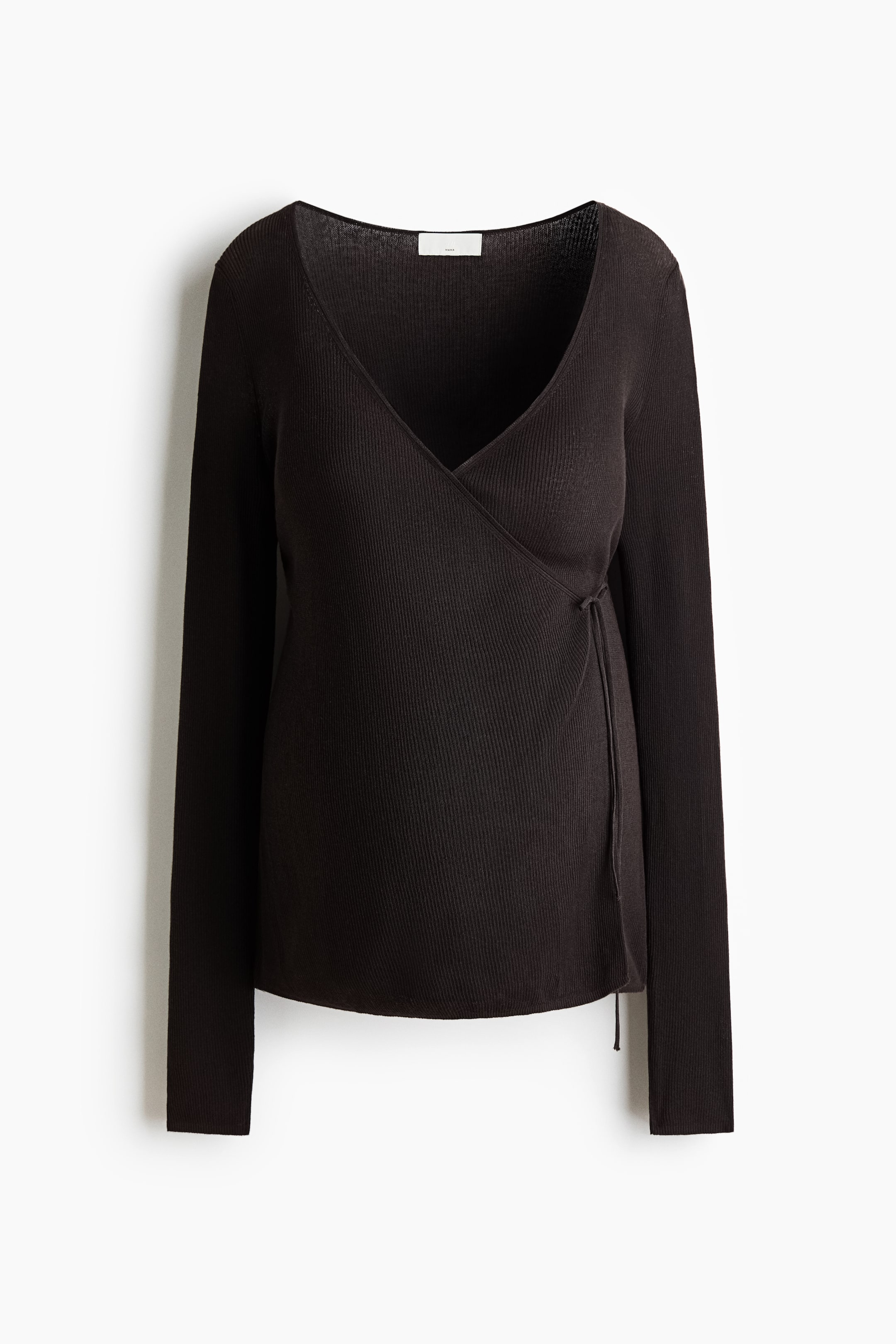 Women's Dark brown MAMA Rib-Knit Wrap Cardigan | H&M CA
