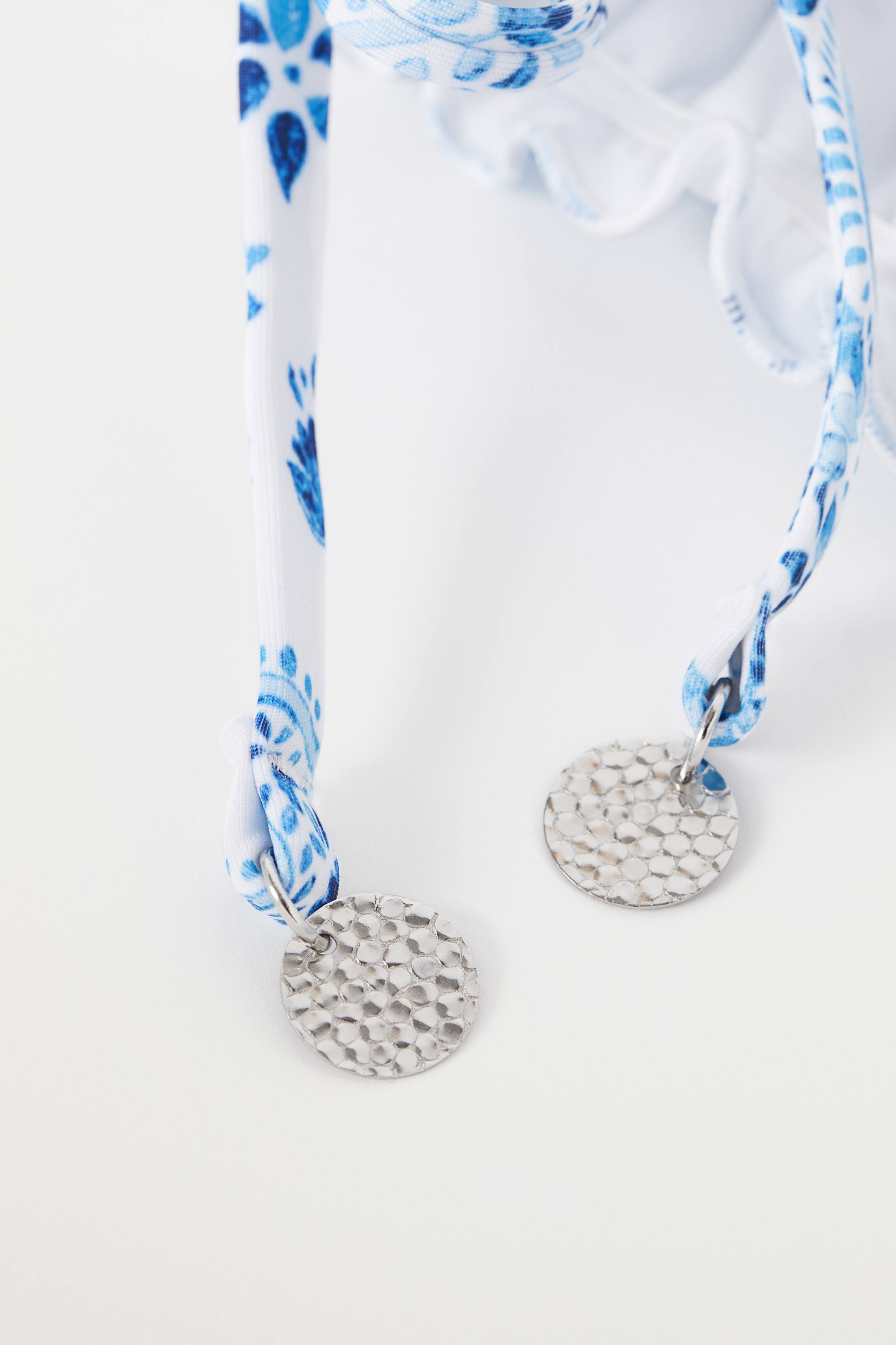 Tie-Tanga Bikinihose - Niedriger Bund - Weiß/Blau Paisley - Ladies | H&M AT