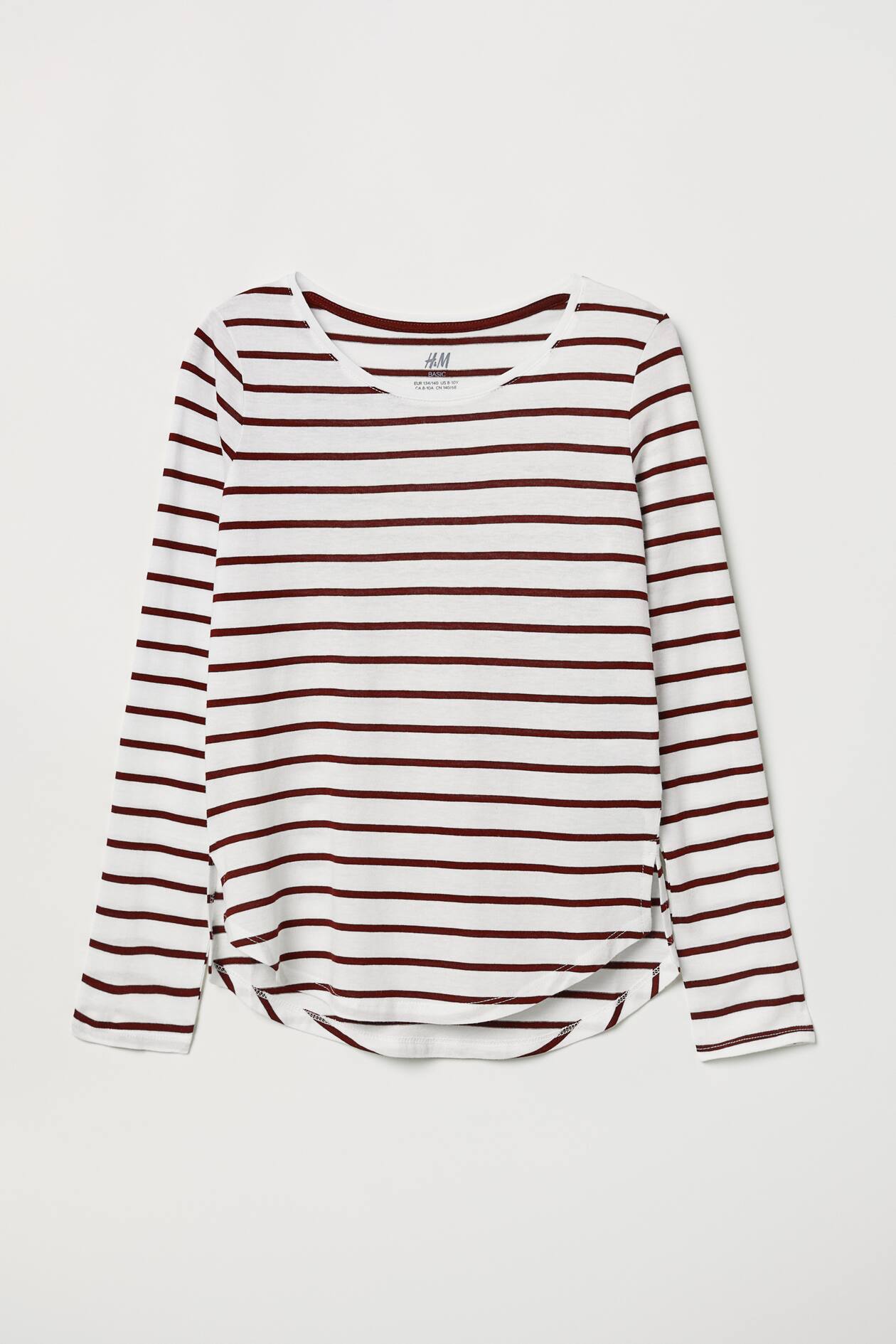 Modal-blend top - Burgundy/White striped - Kids | H&M GB
