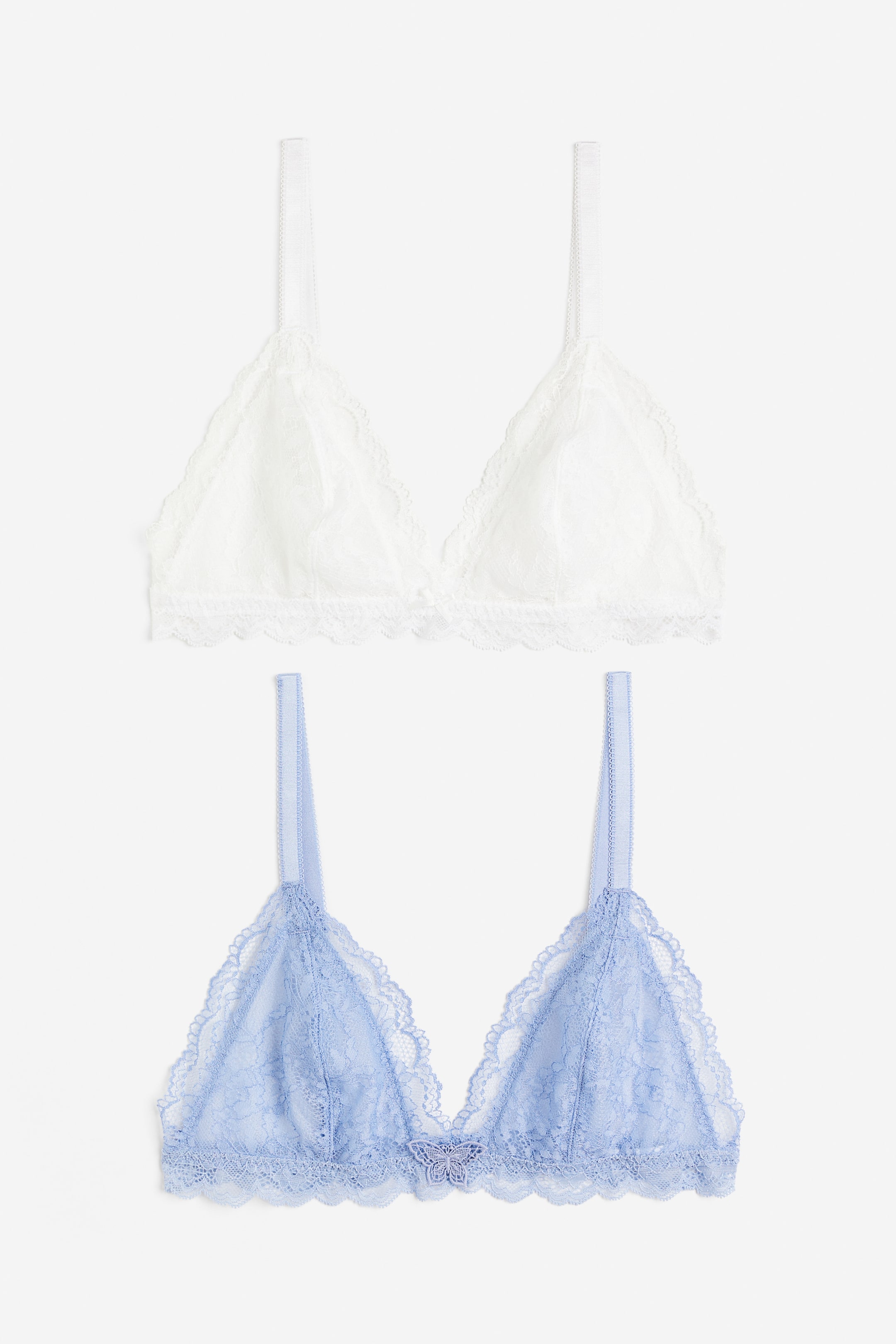 Women's White/light blue 2-pack Soft-cup Lace Bras | H&M CA