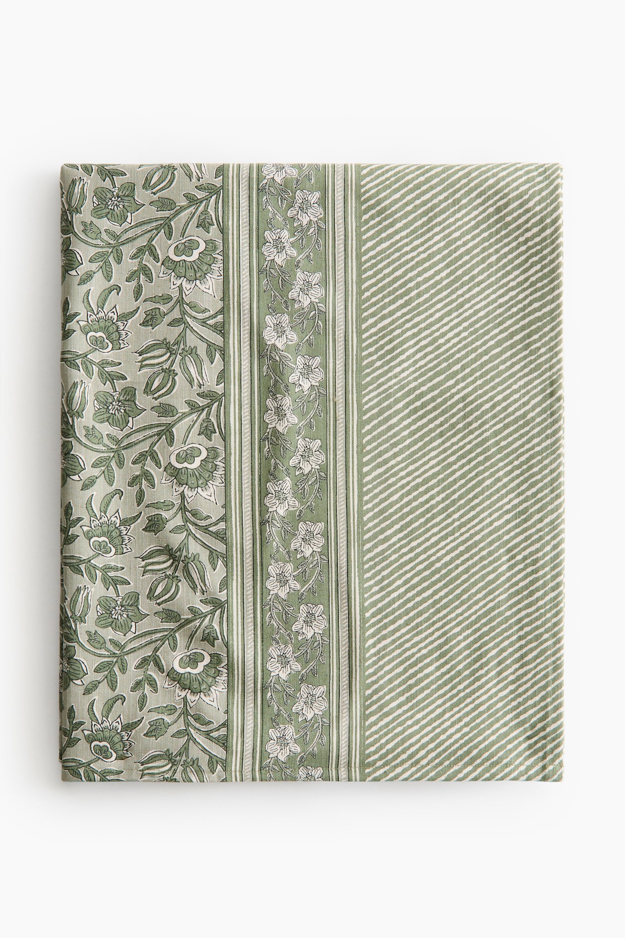 Sage green/Floral Patterned cotton tablecloth at H&M Home | H&M IN