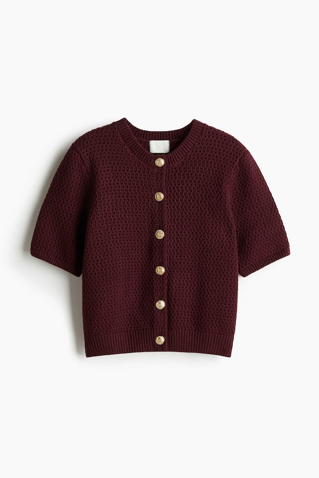 Textured-Knit Cardigan - Burgundy - Ladies | H&M US