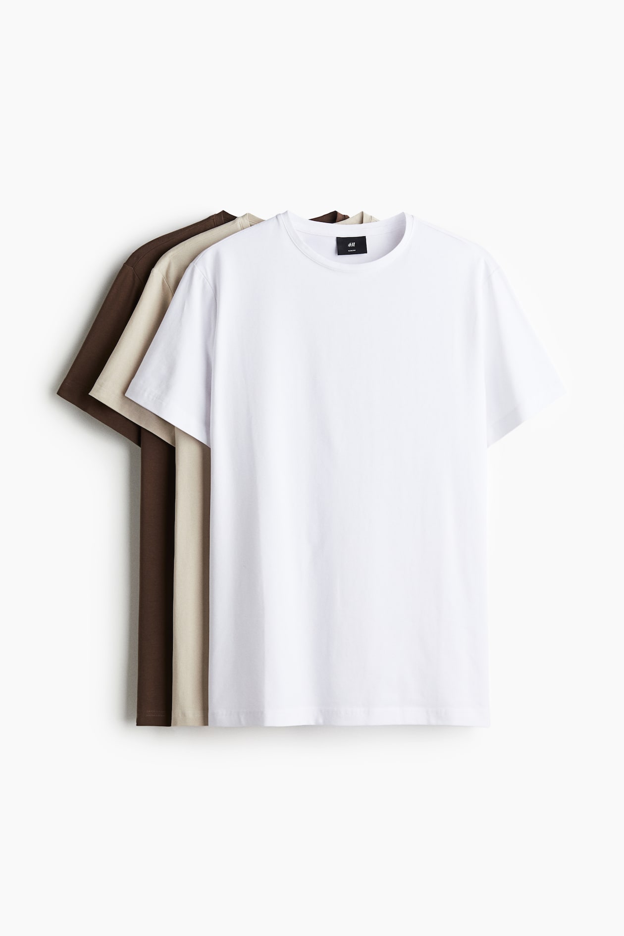 3-pack de playeras Slim Fit - Blanco/Beige/Café - Men | H&M MX