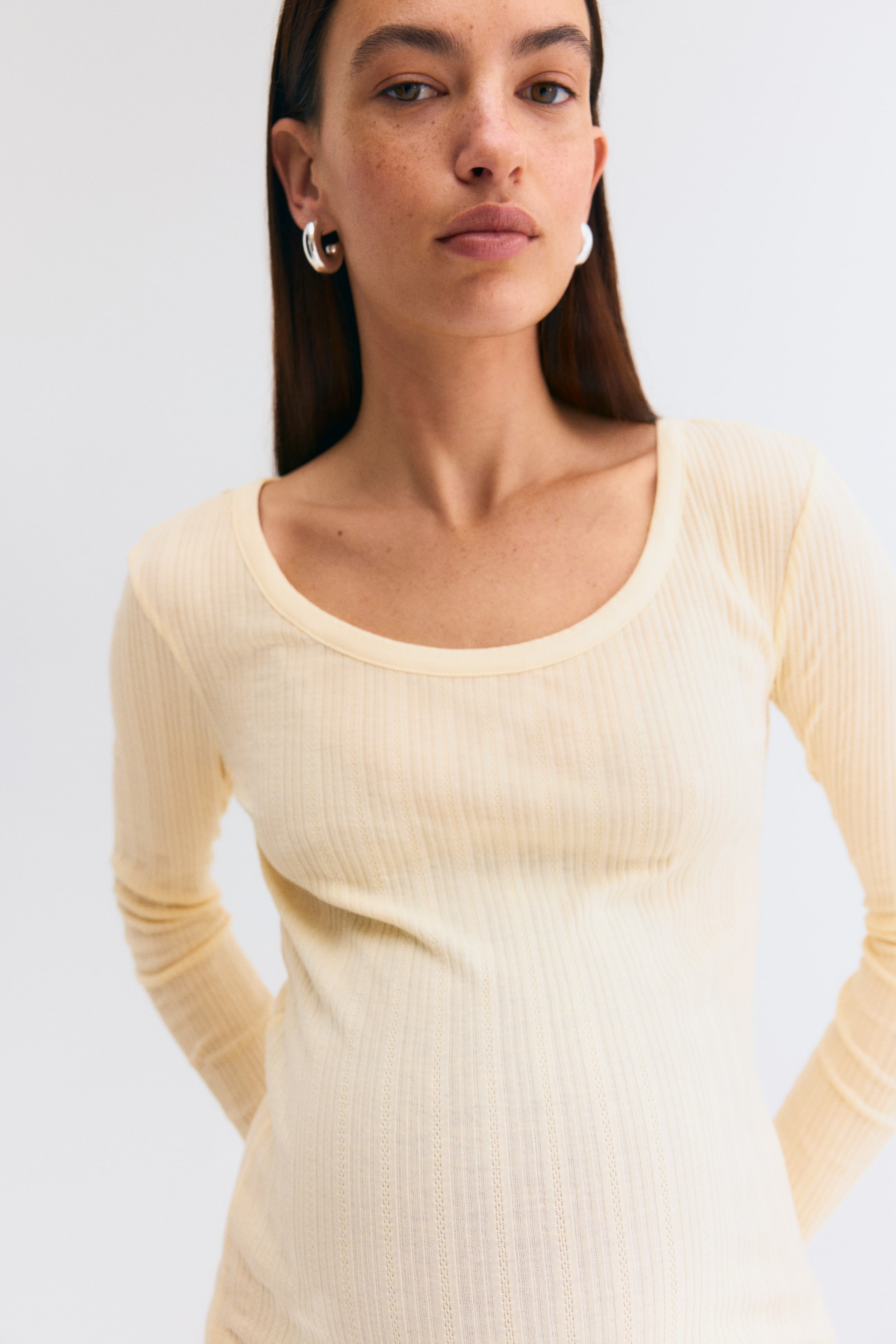 Women's Light yellow MAMA Pointelle-Knit Top | H&M US
