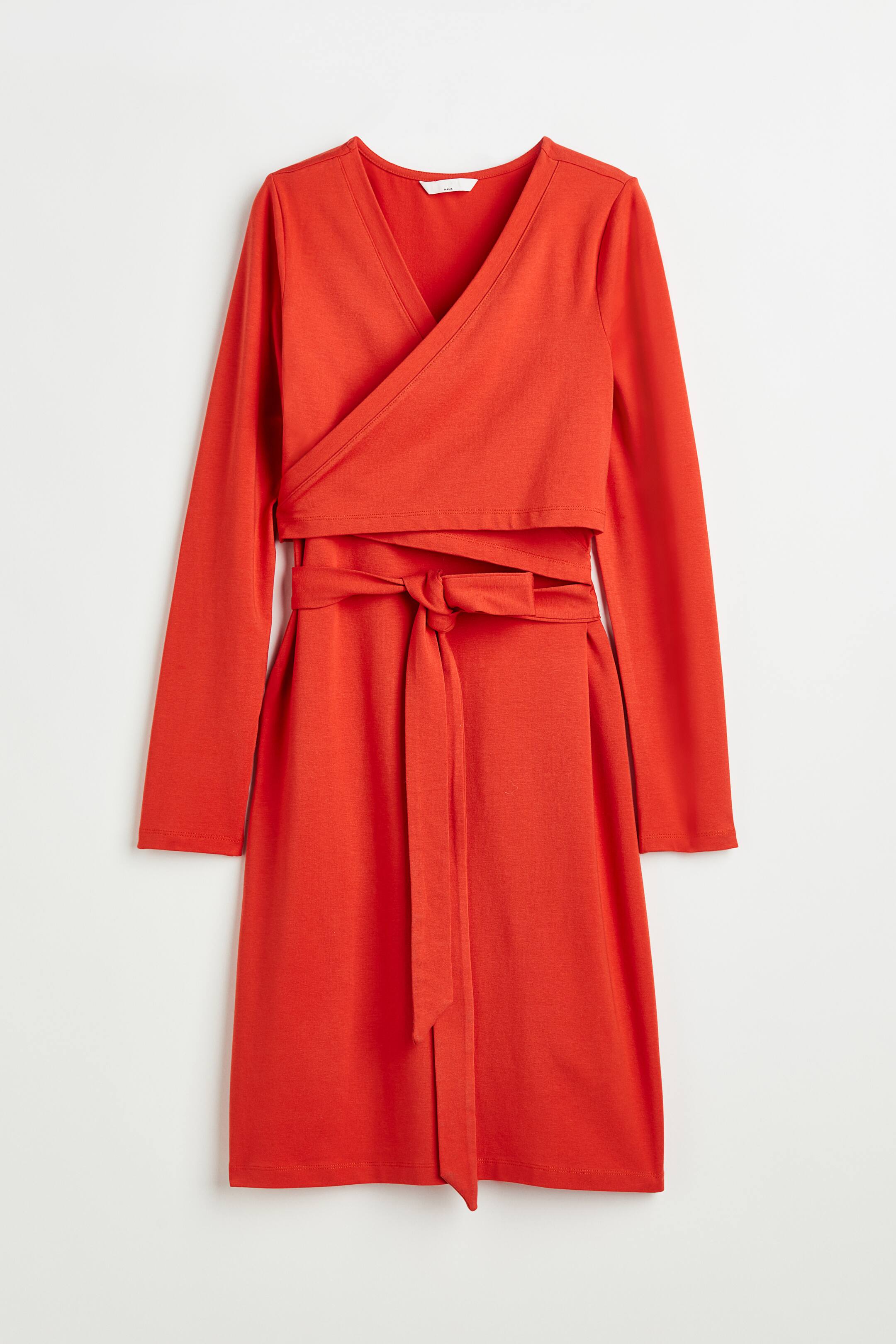 MAMA Wrapover nursing dress - Red - Ladies | H&M HK