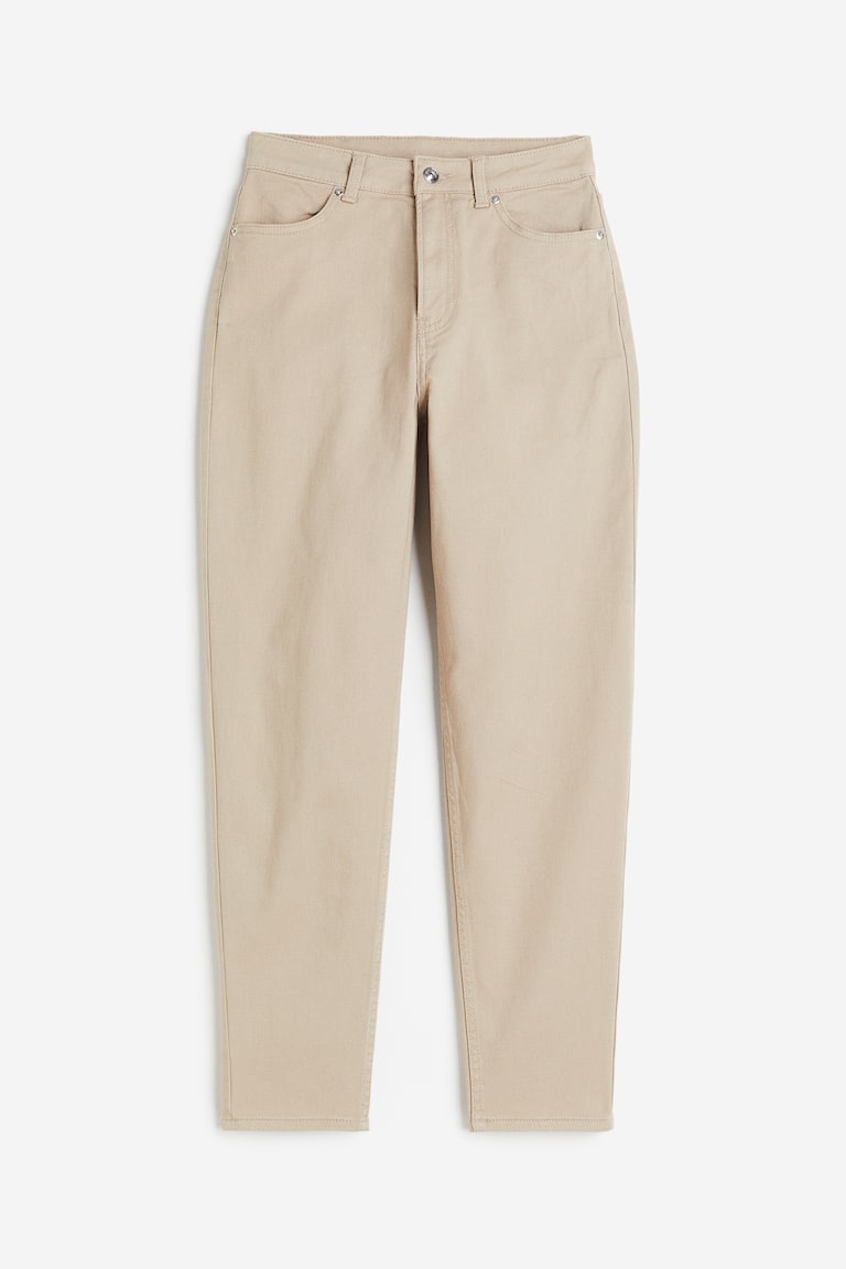 Women's Beige Mom Loose Fit Twill Pants | H&M US