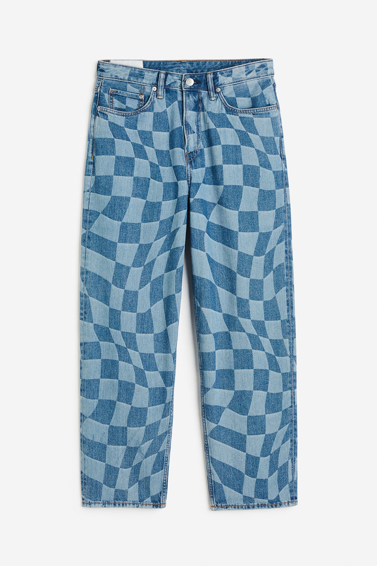 Men’s Denim blue/Checked Loose Jeans | H&M GB