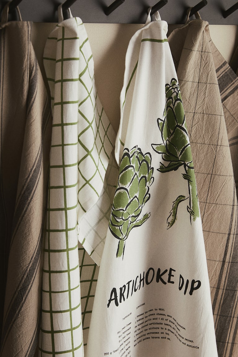 2-pack Tea Towels - Green/patterned - Home All | H&M US