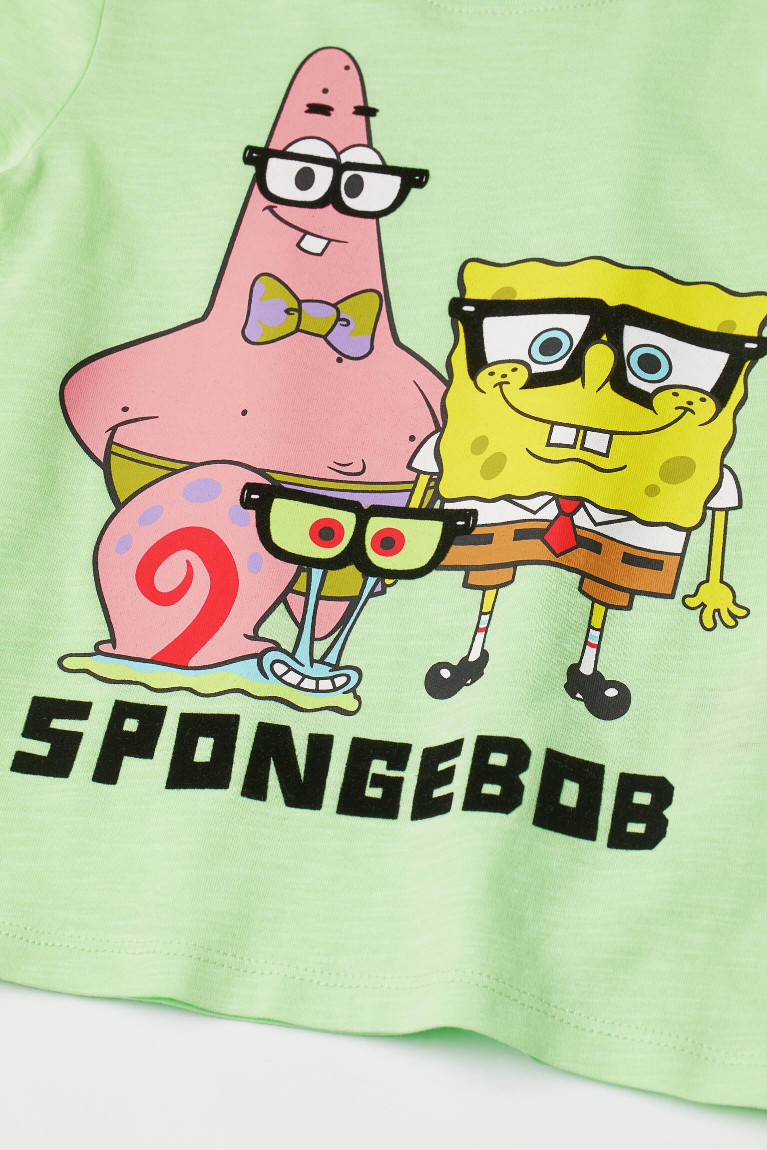 Cotton T-shirt - Light green/SpongeBob - Kids | H&M GB