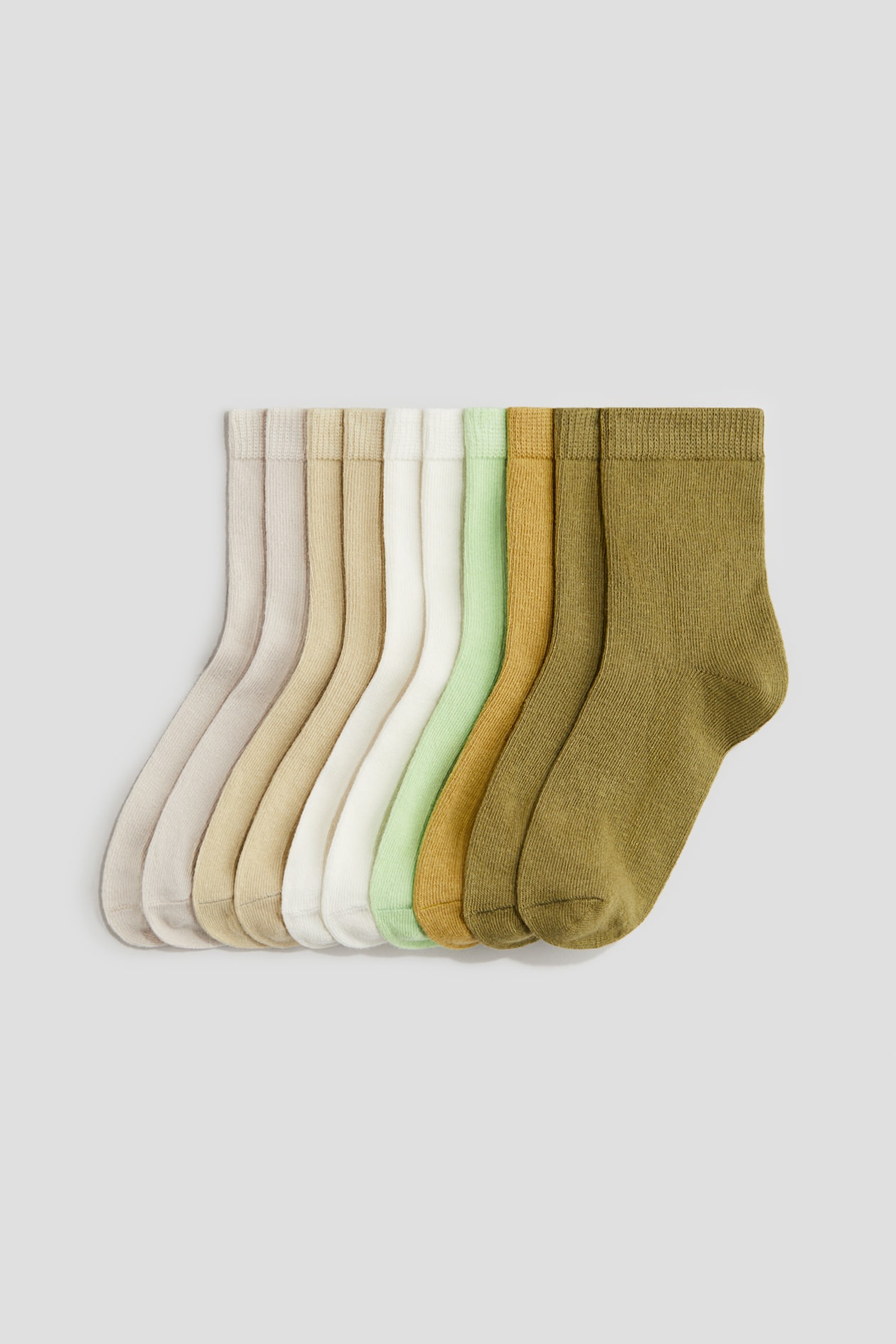 Moss green/beige 10-Pack Socks for kids | H&M US