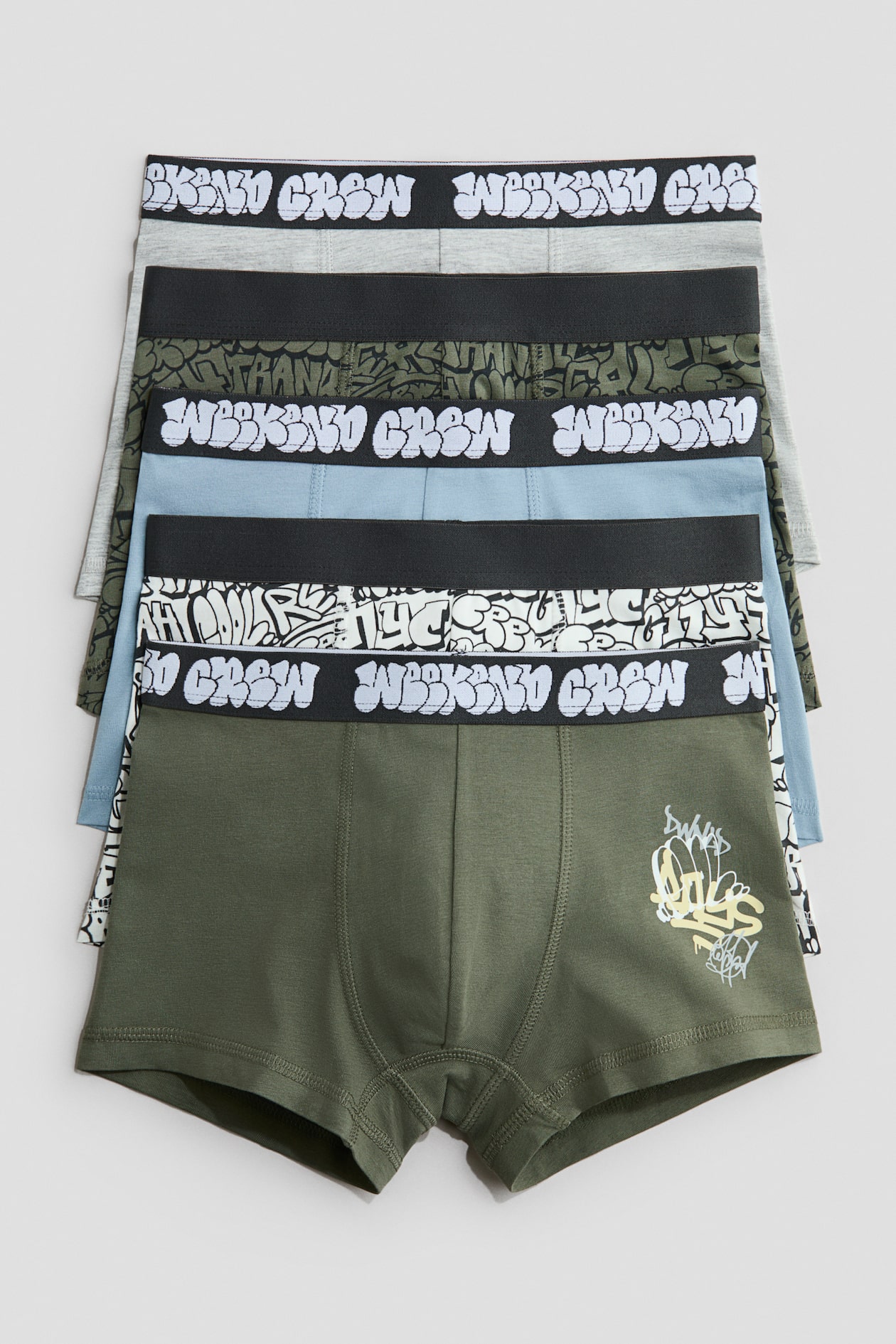 5er-Pack Trunks - Khakigrün/Weekend Crew - Kids | H&M AT