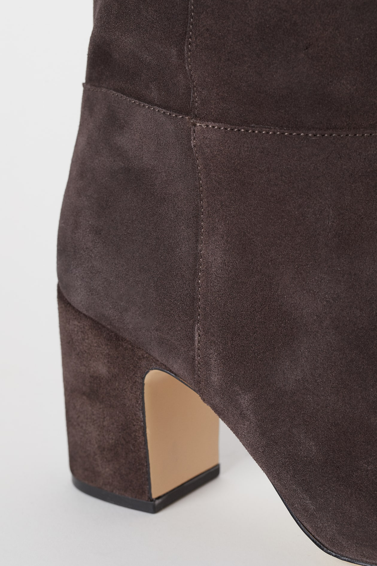 Botas de ante hasta la rodilla - Tacón alto - Marrón chocolate - MUJER ...