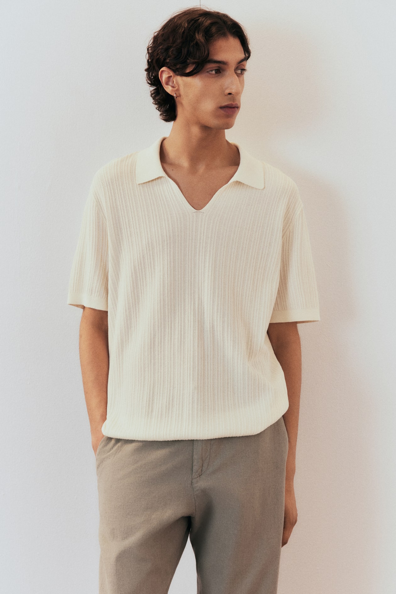 Playera polo Regular Fit en algodón pima - Crema - Men | H&M MX