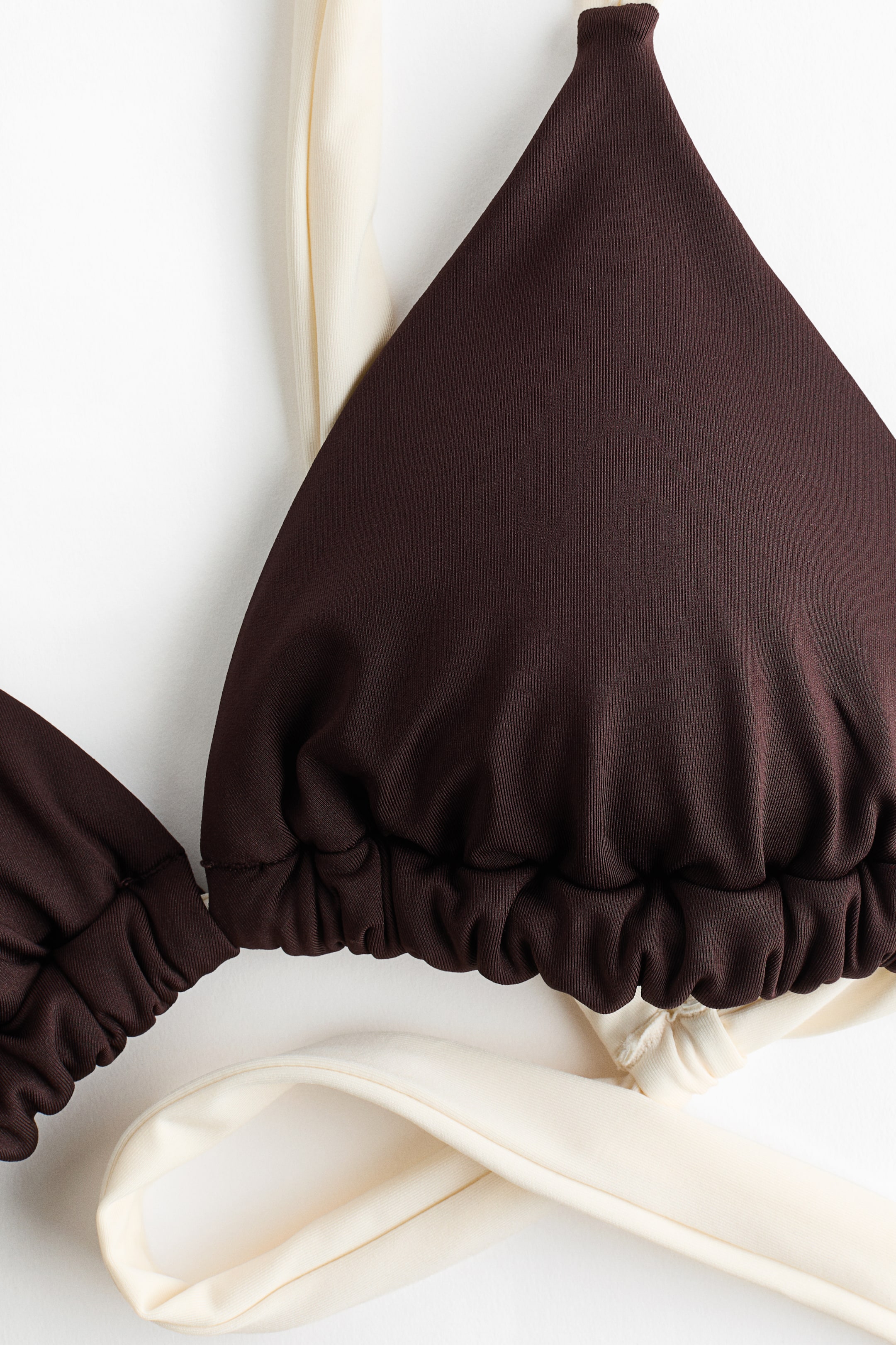 Women's Dark brown/cream Padded Triangle Bikini Top | H&M CA