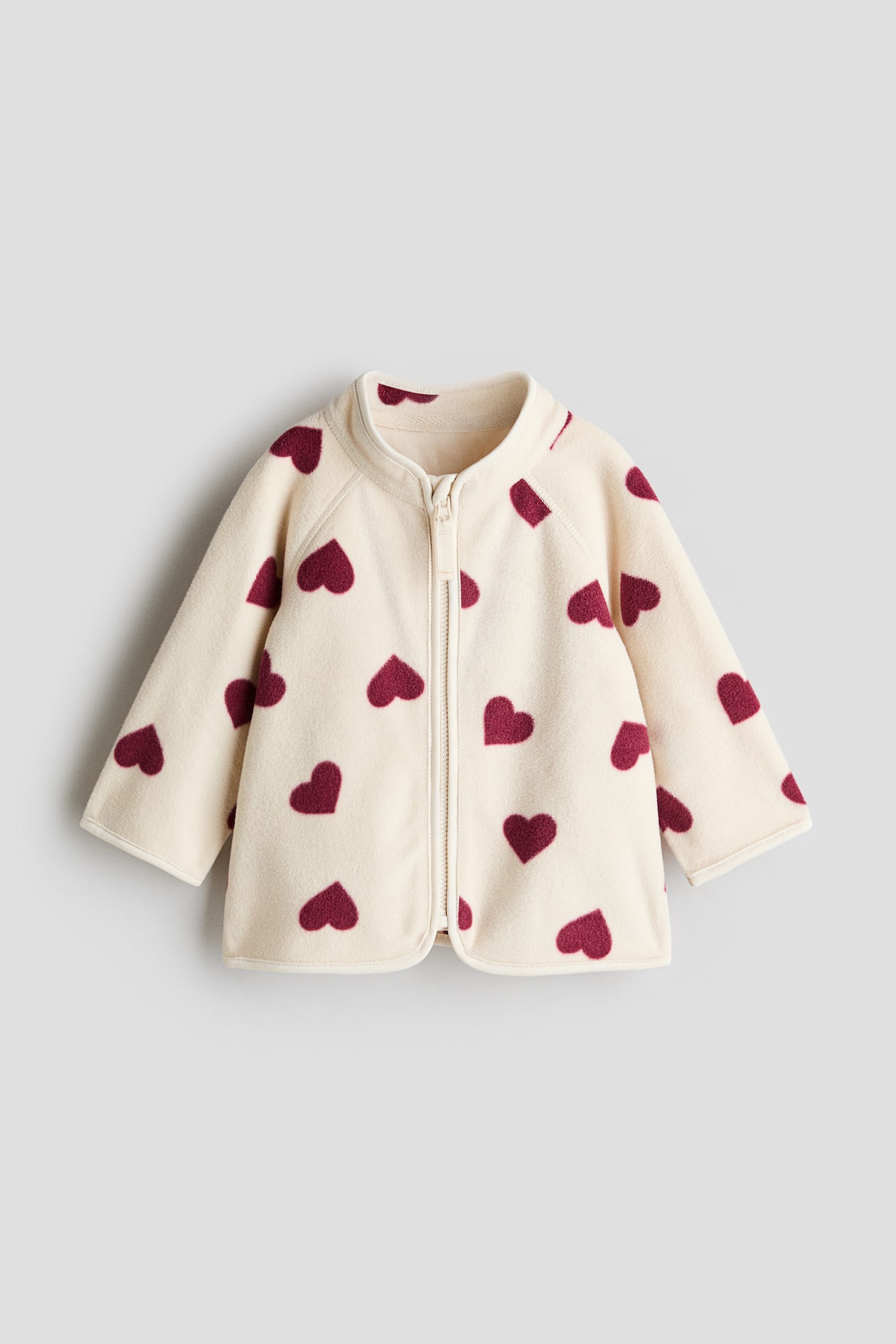 Light beige/hearts Fleece Jacket for kids | H&M US