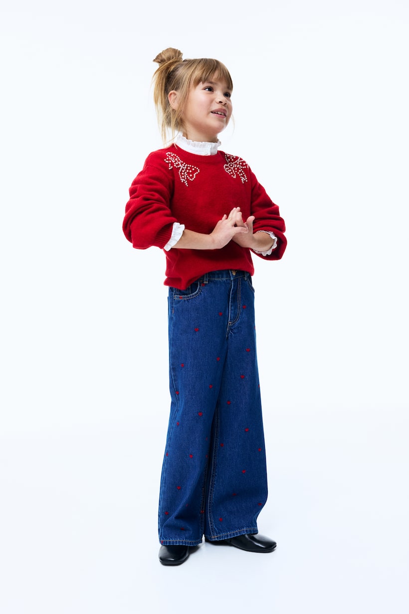 Red/bows Embellished Sweater for kids | H&M US