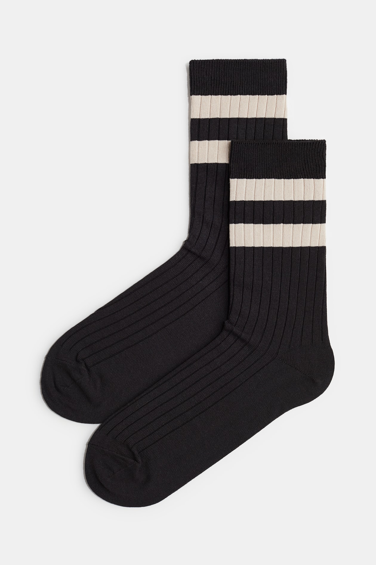 Men’s Black/beige Rib-knit Socks | H&M US