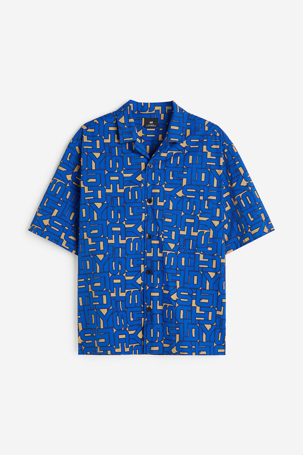 Men’s Bright blue/Patterned Oversized Fit Patterned resort shirt | H&M IN