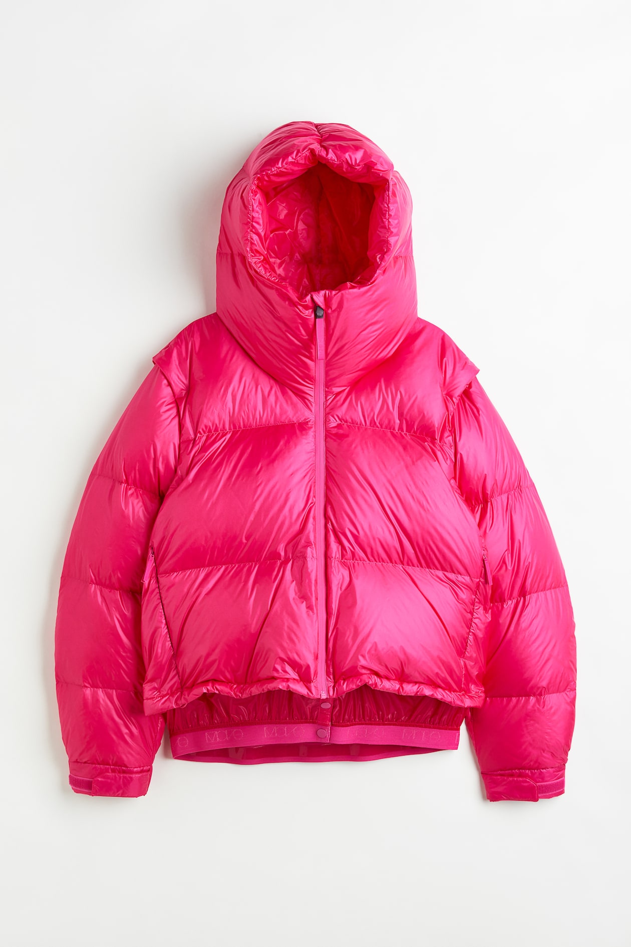 H&M+ Detachable-sleeve down puffer jacket - Cerise - Ladies | H&M GB