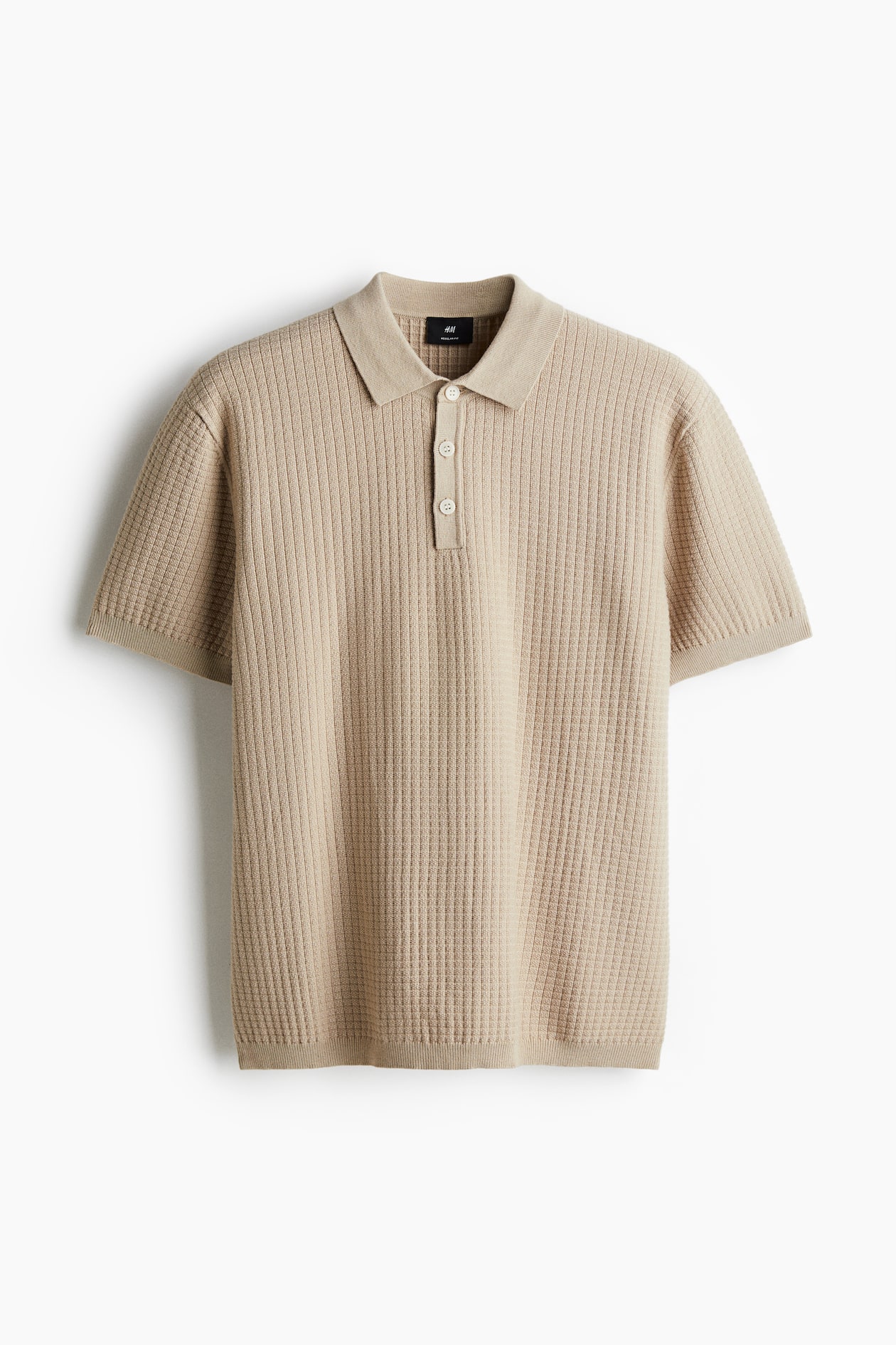 Men’s Beige Regular Fit Textured-Knit Polo Shirt | H&M US