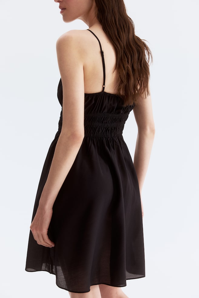Smocked Strappy Dress - Black - Ladies | H&M US