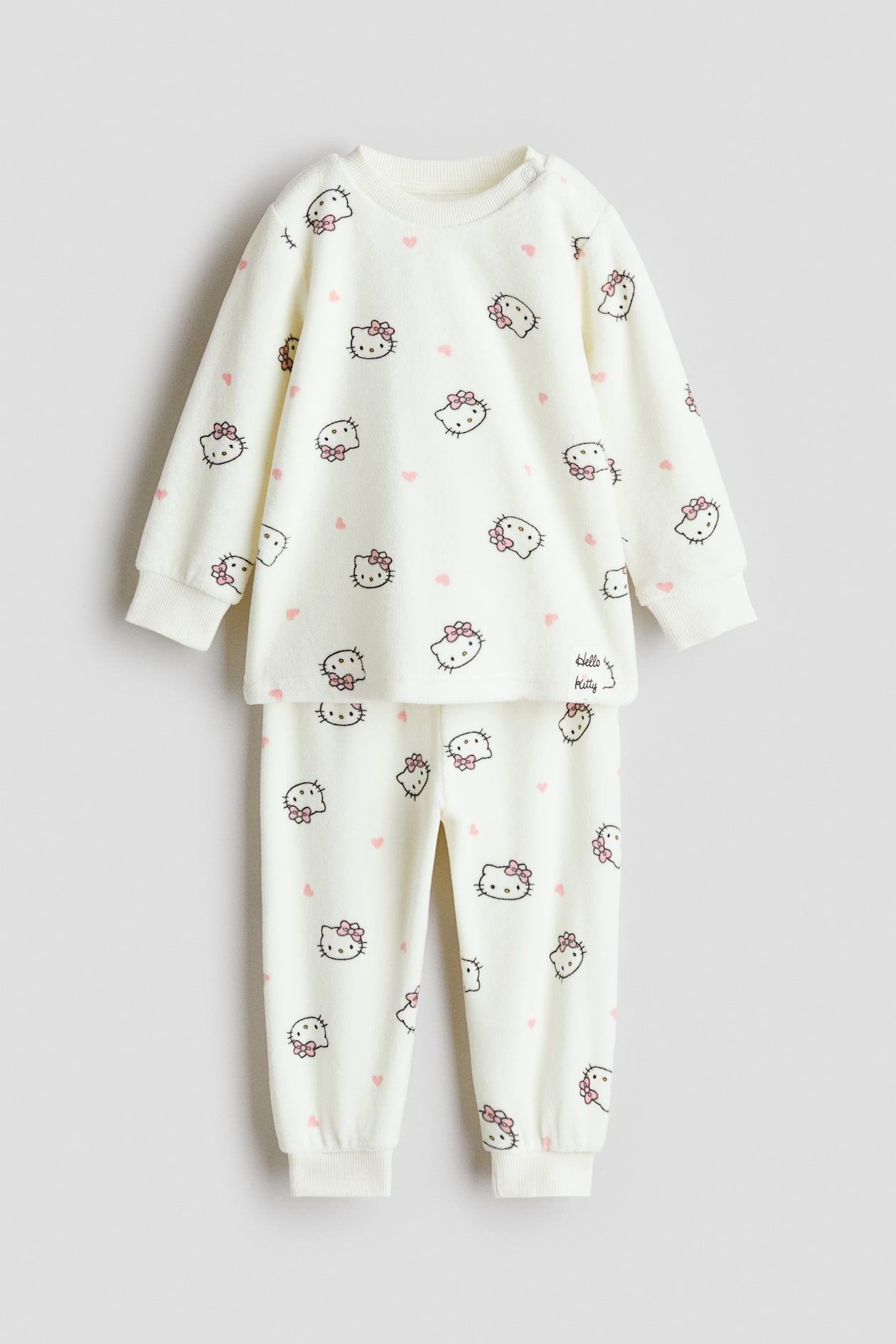 White/Hello Kitty Patterned velour pyjamas for kids | H&M GB